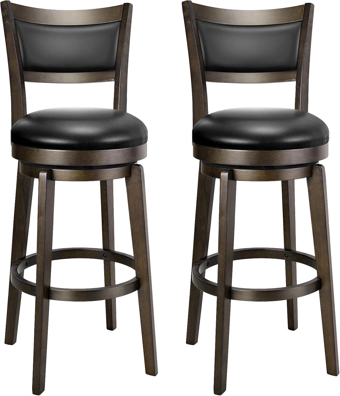 Swivel Bar Stools 30 Inch Bar Height Barstools Black Faux Leather Bar ...