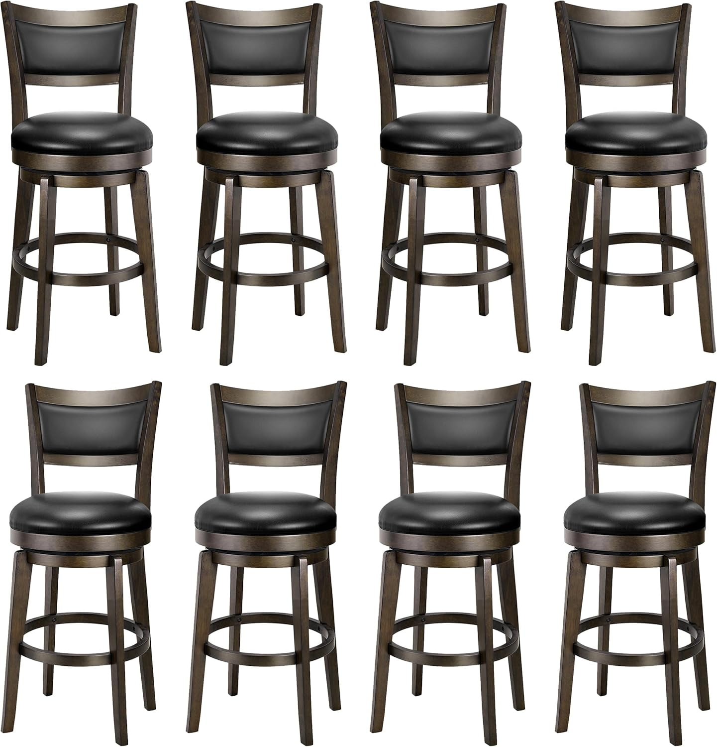 Swivel Bar Stools 30 Inch Bar Height Barstools Black Faux Leather Bar ...