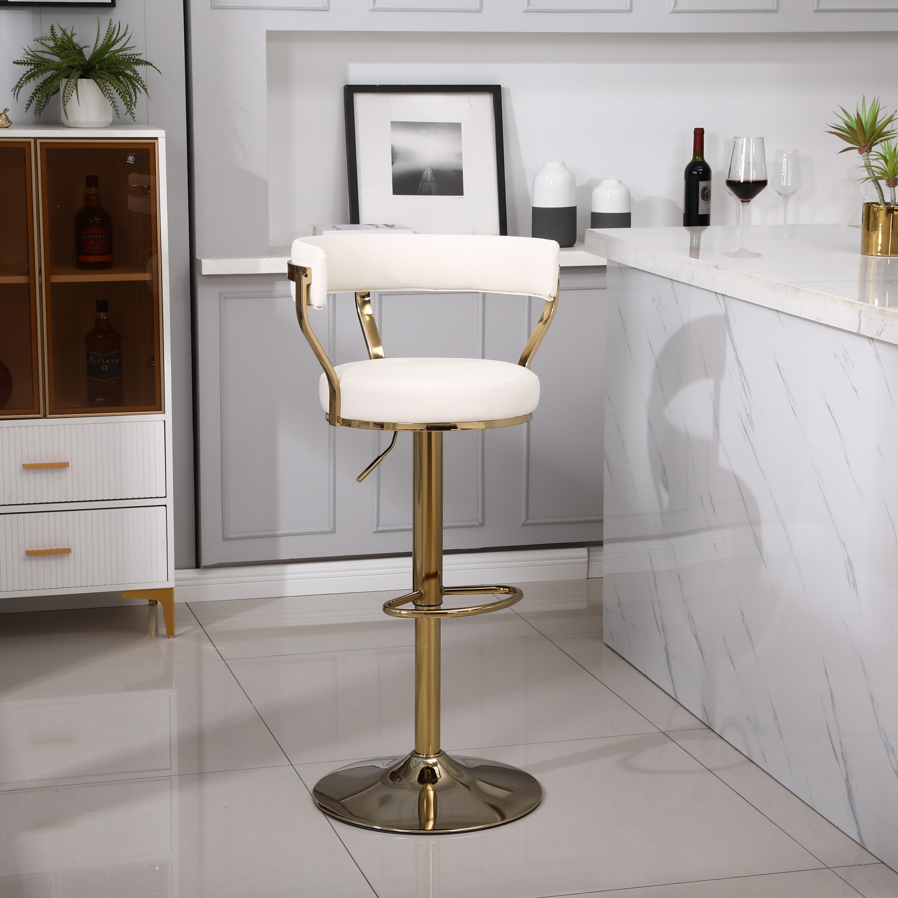 Swivel Bar Stools, Adjustable Height Counter Stools Barstools with Open ...