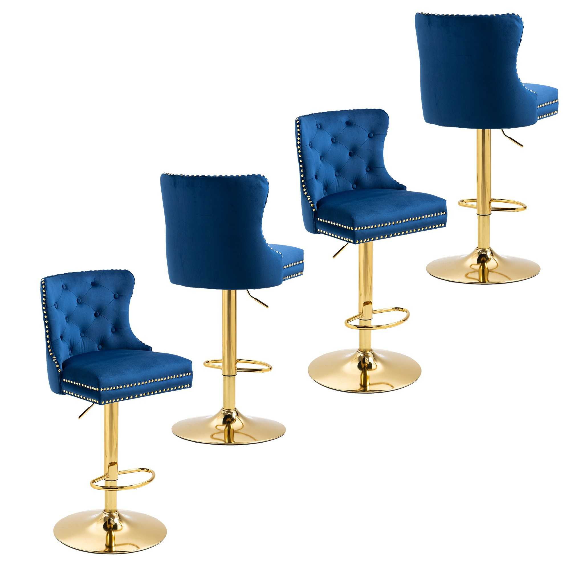 Swivel Bar Stools, Adjustable Height Bar Stools with Back and Golden ...