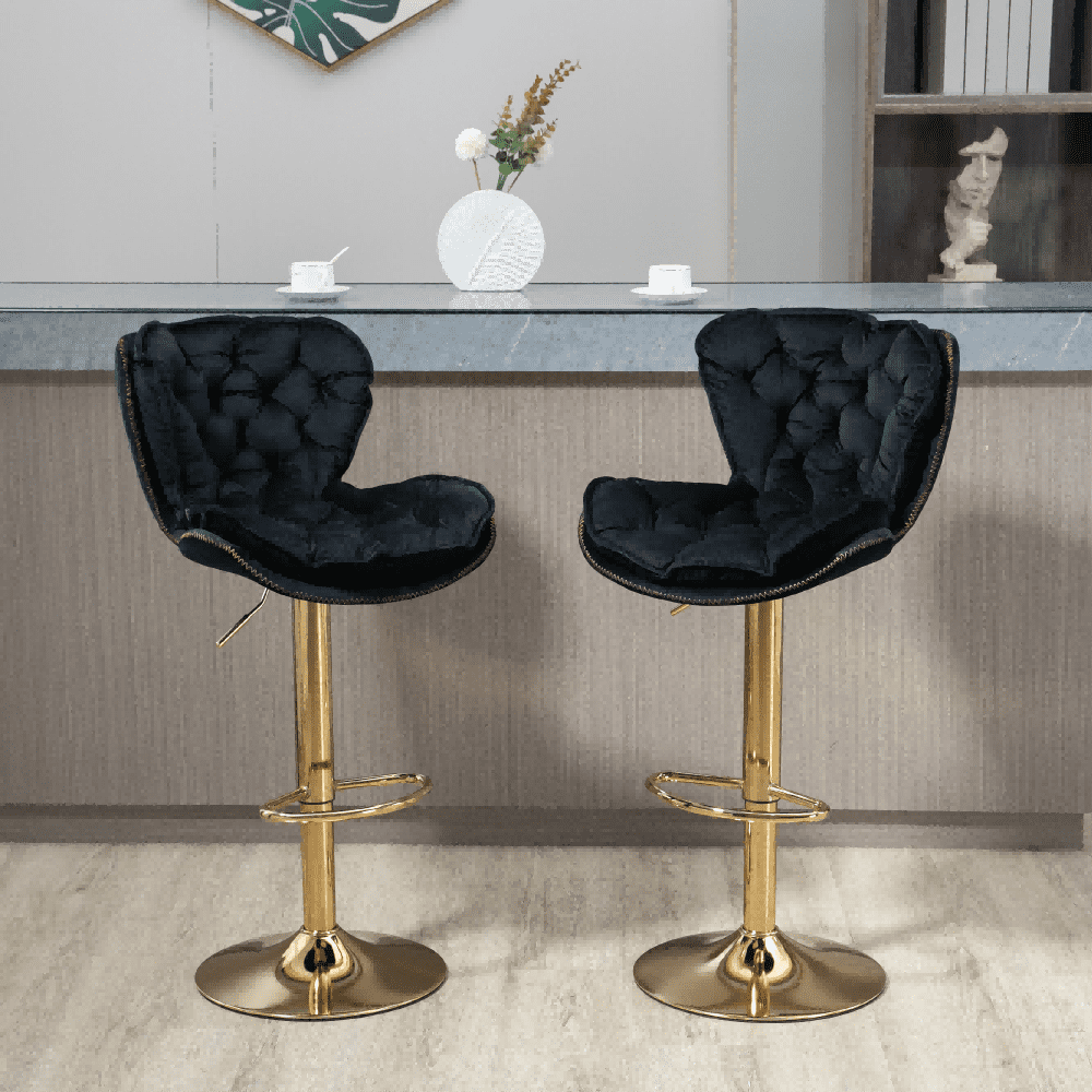 Swivel Bar Stools, Adjustable Height Bar Stools with Back and Golden ...