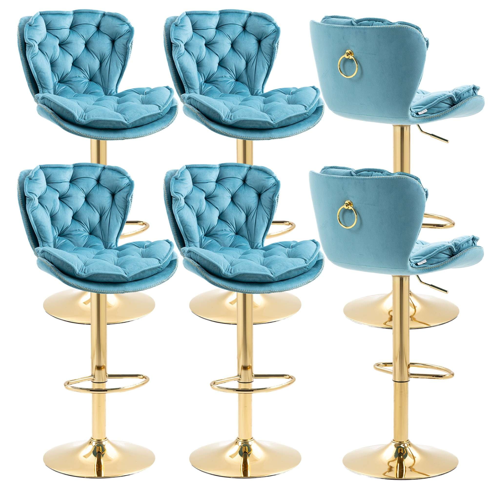 Swivel Bar Stools, Adjustable Height Bar Stools with Back and Golden ...