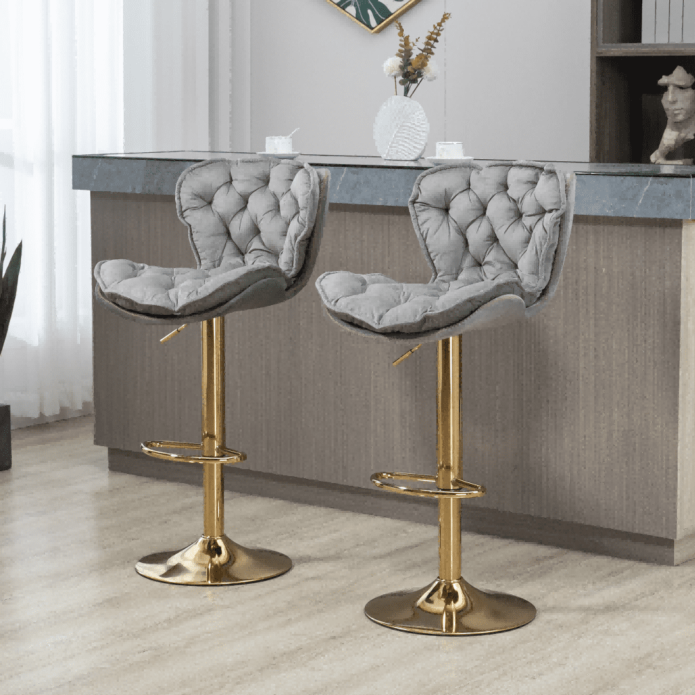 Swivel Bar Stools, Adjustable Height Bar Stools with Back and Golden ...