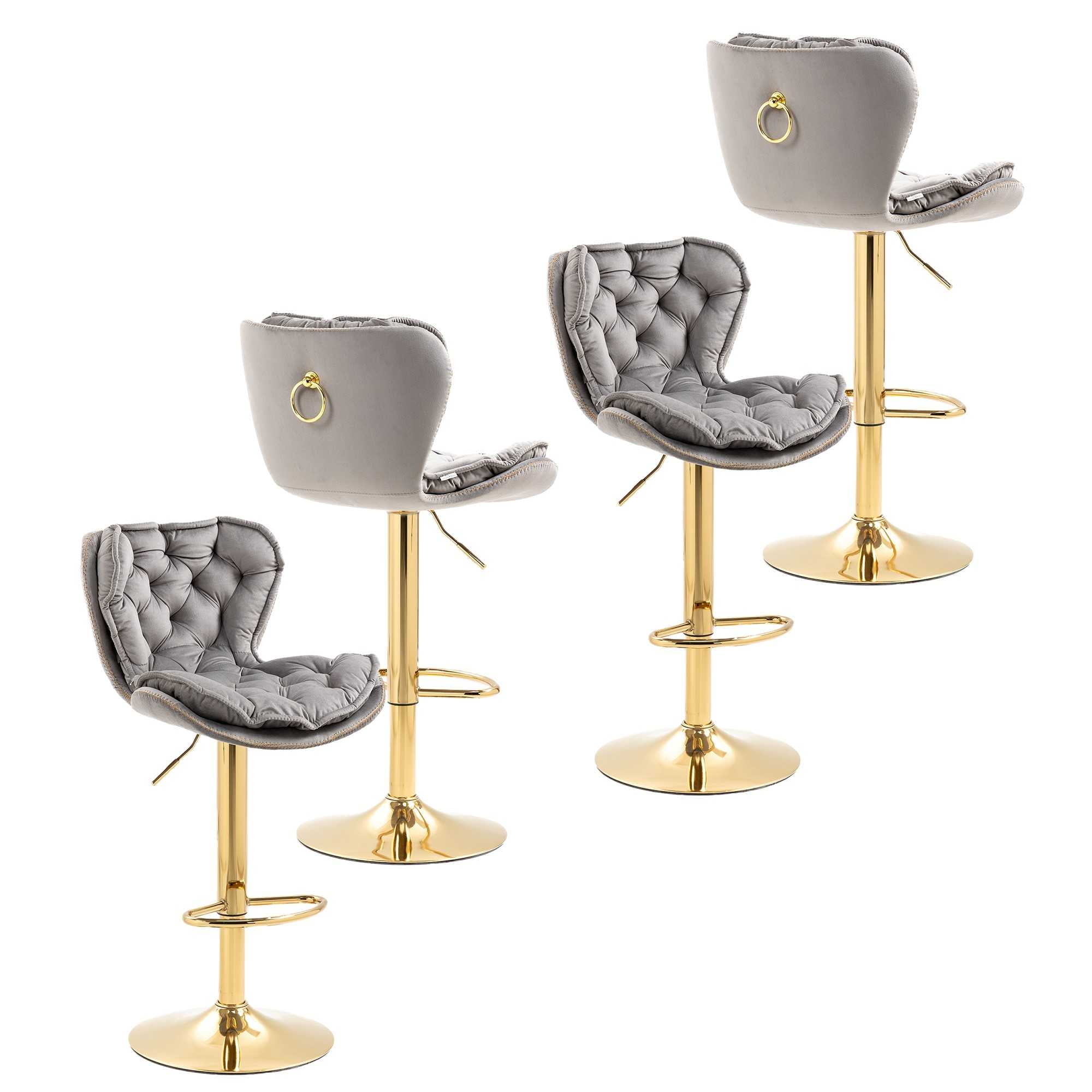 Swivel Bar Stools, Adjustable Height Bar Stools with Back and Golden ...