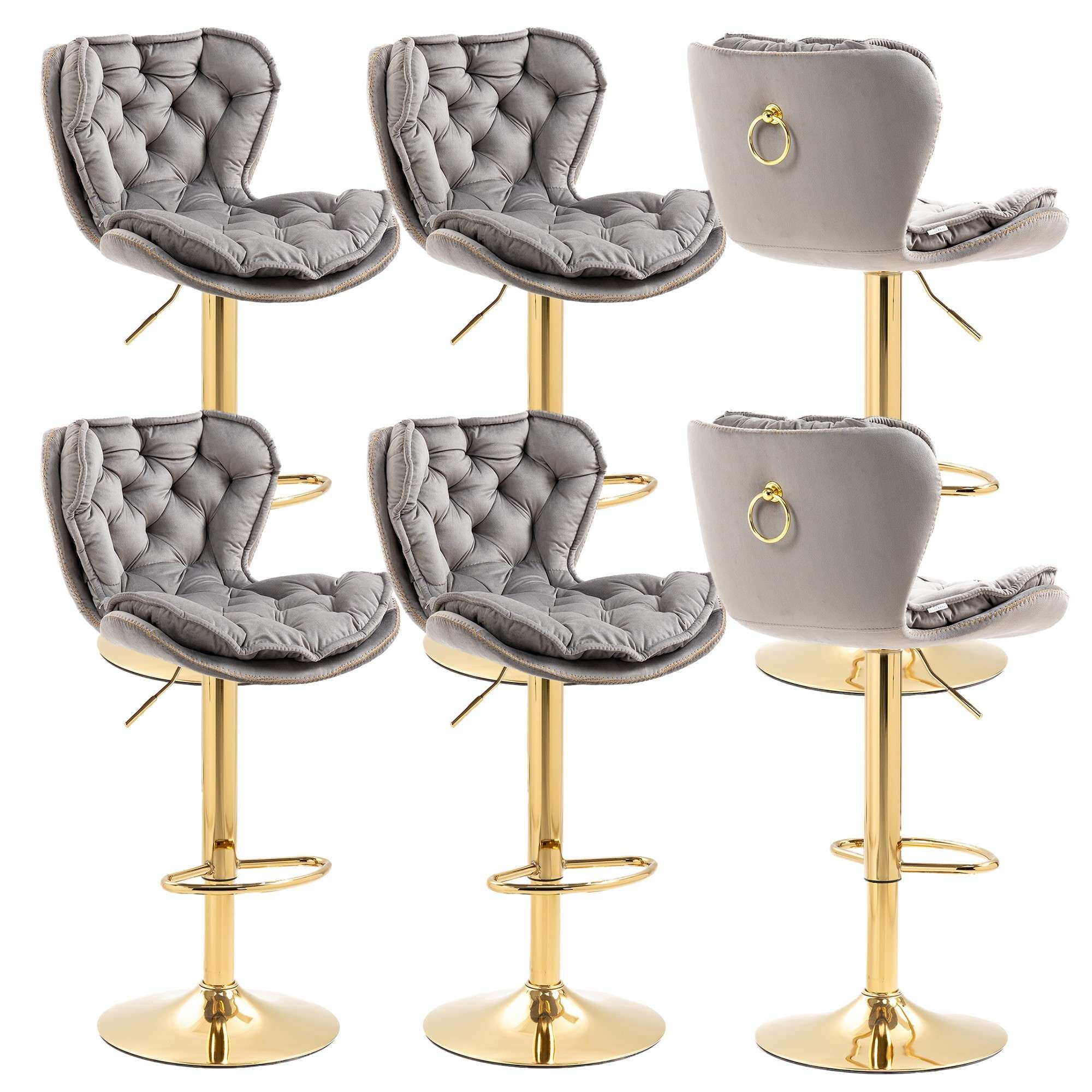 Swivel Bar Stools, Adjustable Height Bar Stools with Back and Golden ...