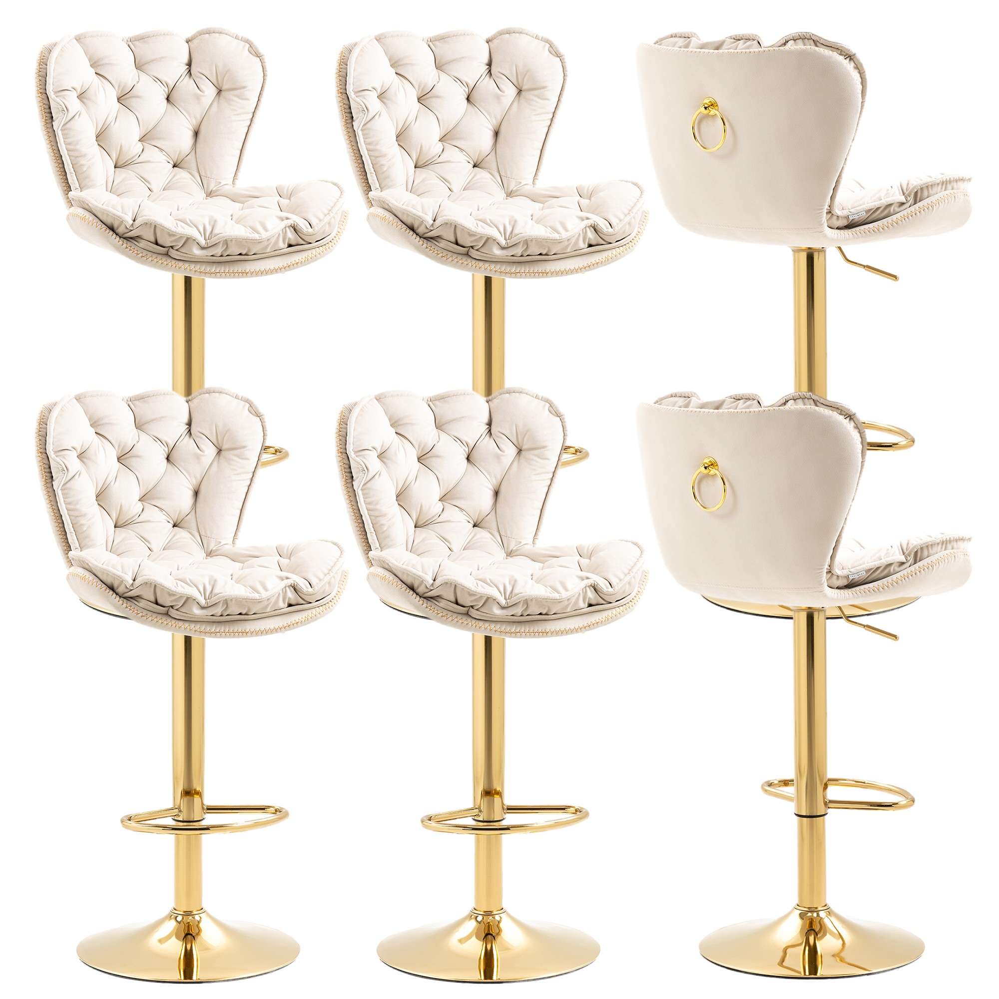 Swivel Bar Stools, Adjustable Height Bar Stools with Back and Golden ...