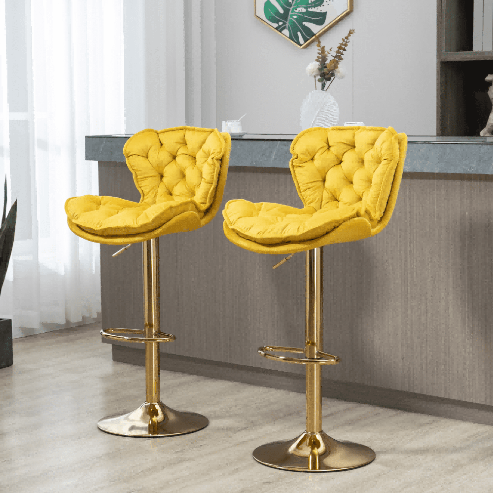 Swivel Bar Stools, Adjustable Height Bar Stools with Back and Golden ...