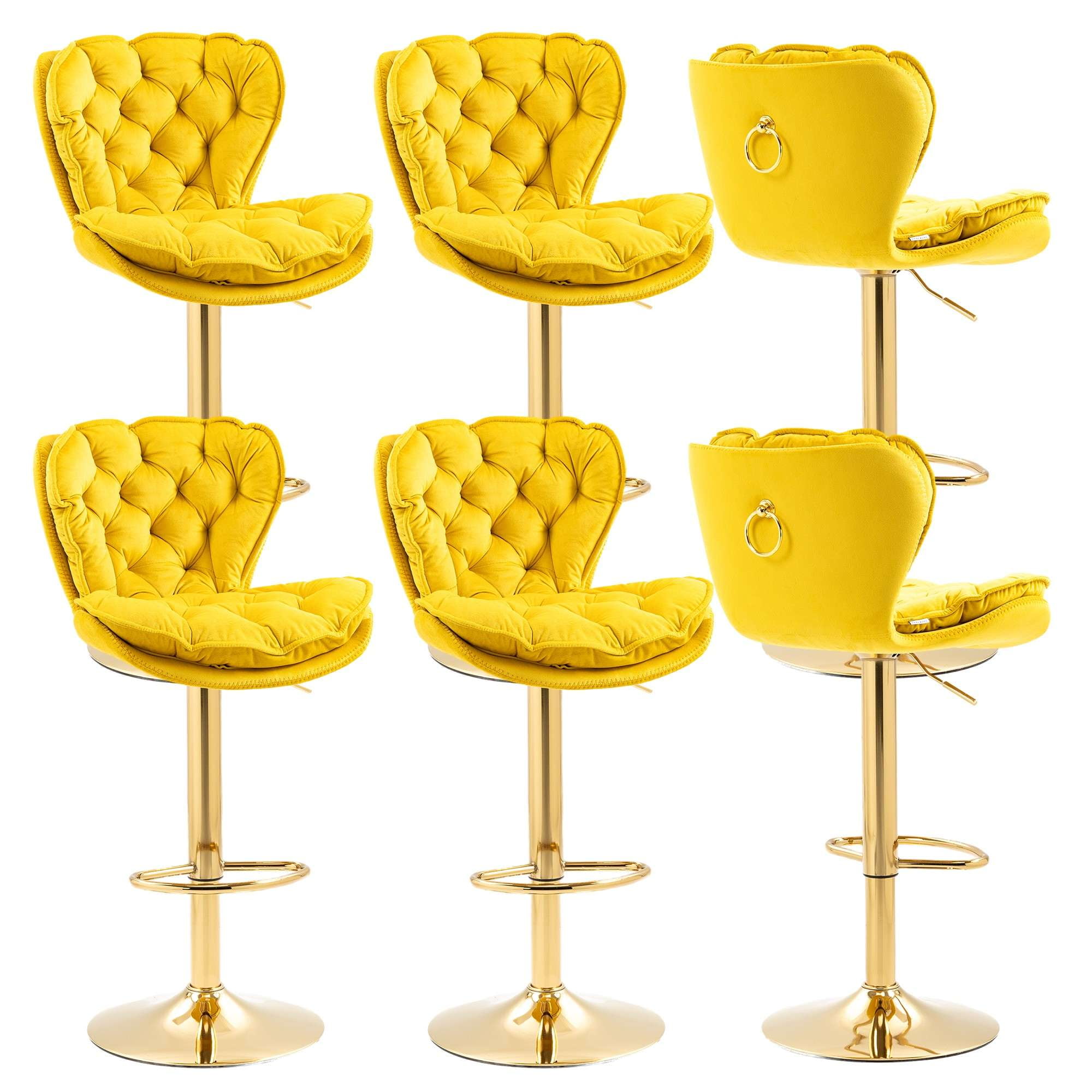 Swivel Bar Stools, Adjustable Height Bar Stools with Back and Golden ...