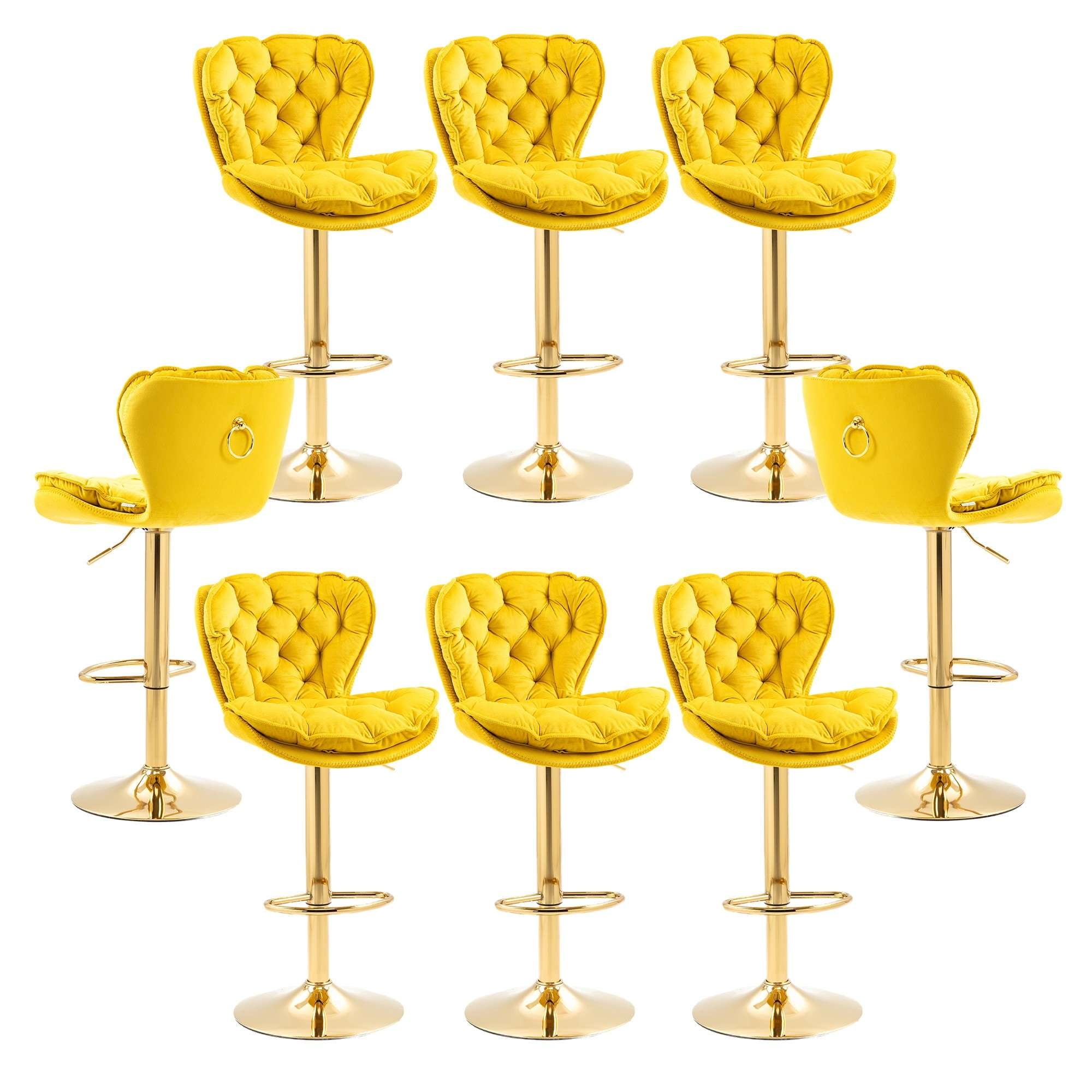 Swivel Bar Stools, Adjustable Height Bar Stools with Back and Golden ...