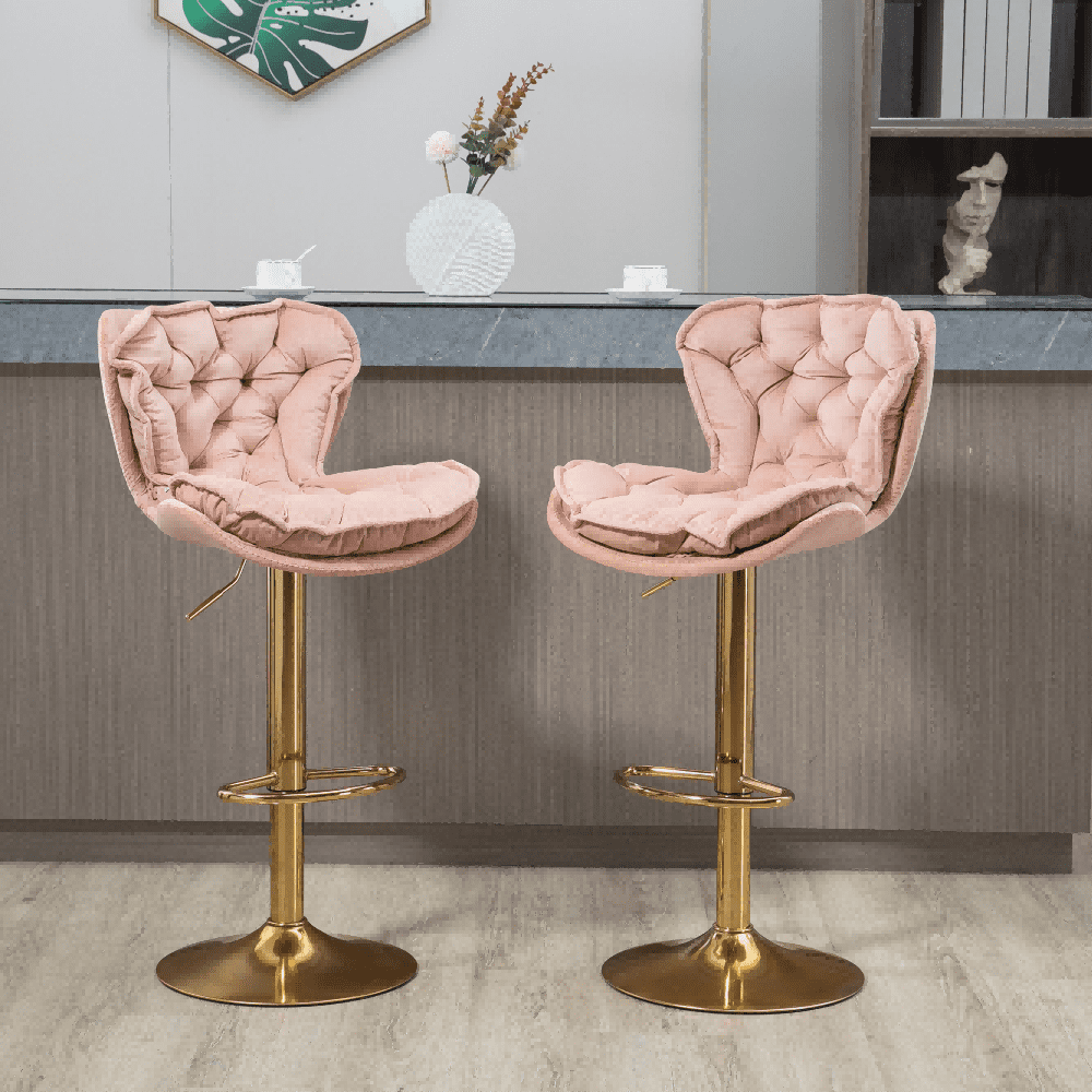 Swivel Bar Stools, Adjustable Height Bar Stools with Back and Golden ...