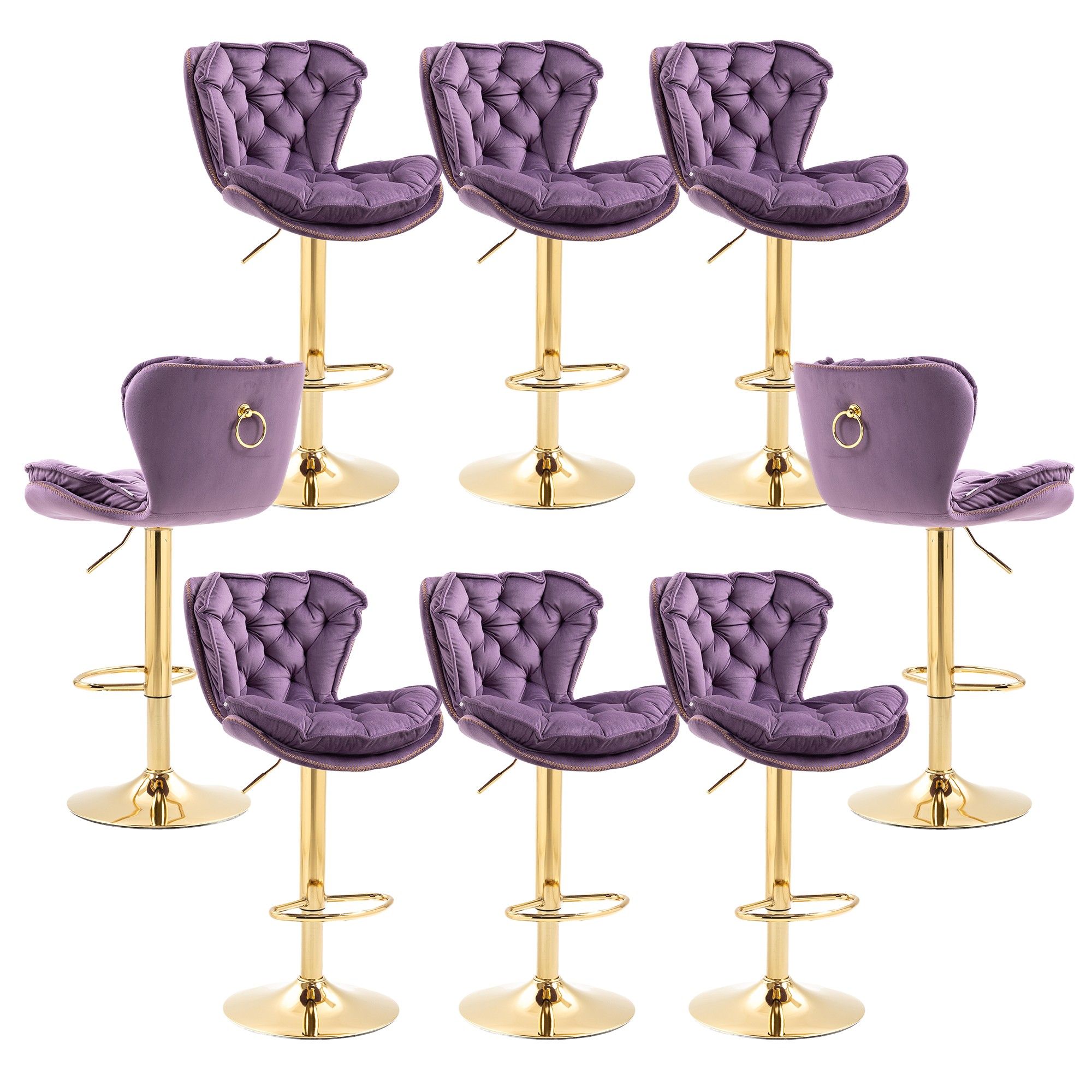 Swivel Bar Stools, Adjustable Height Bar Stools with Back and Golden ...