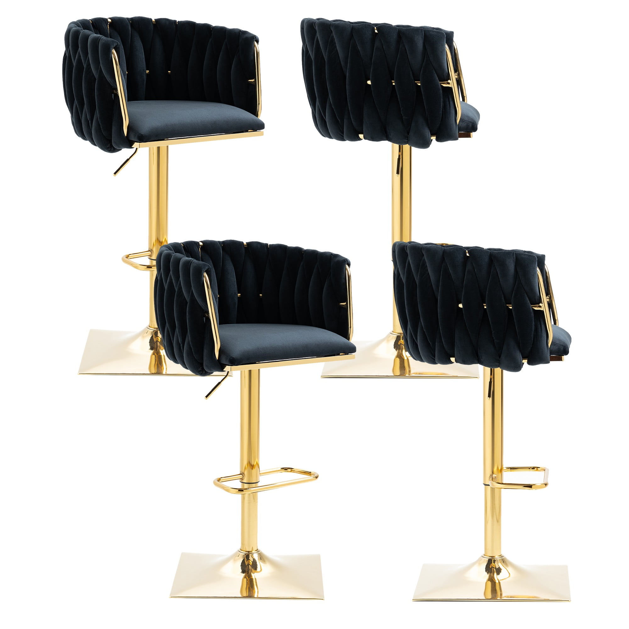 Swivel Bar Stools, Adjustable Height Bar Stools with Back and Golden ...
