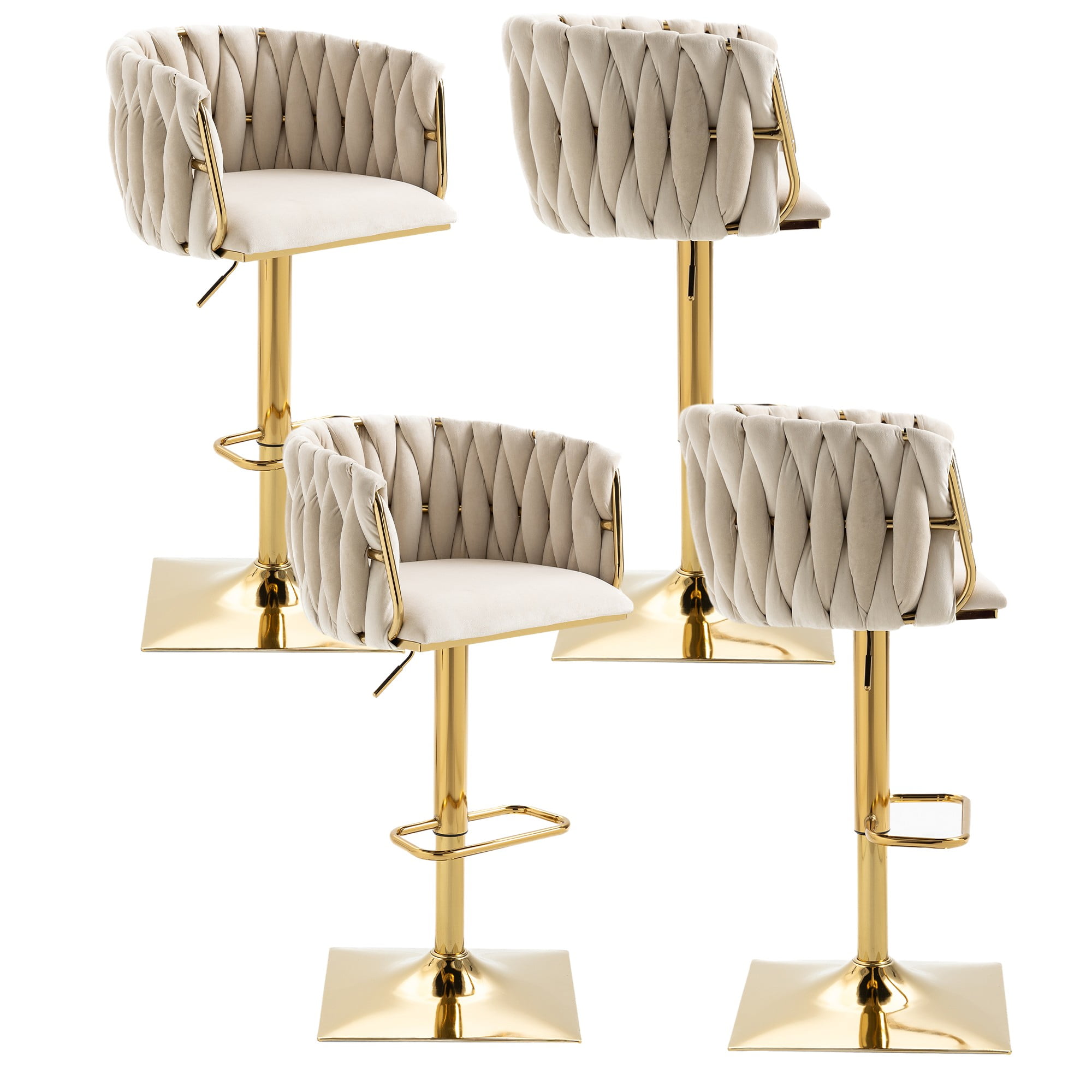 Swivel Bar Stools, Adjustable Height Bar Stools with Back and Golden ...