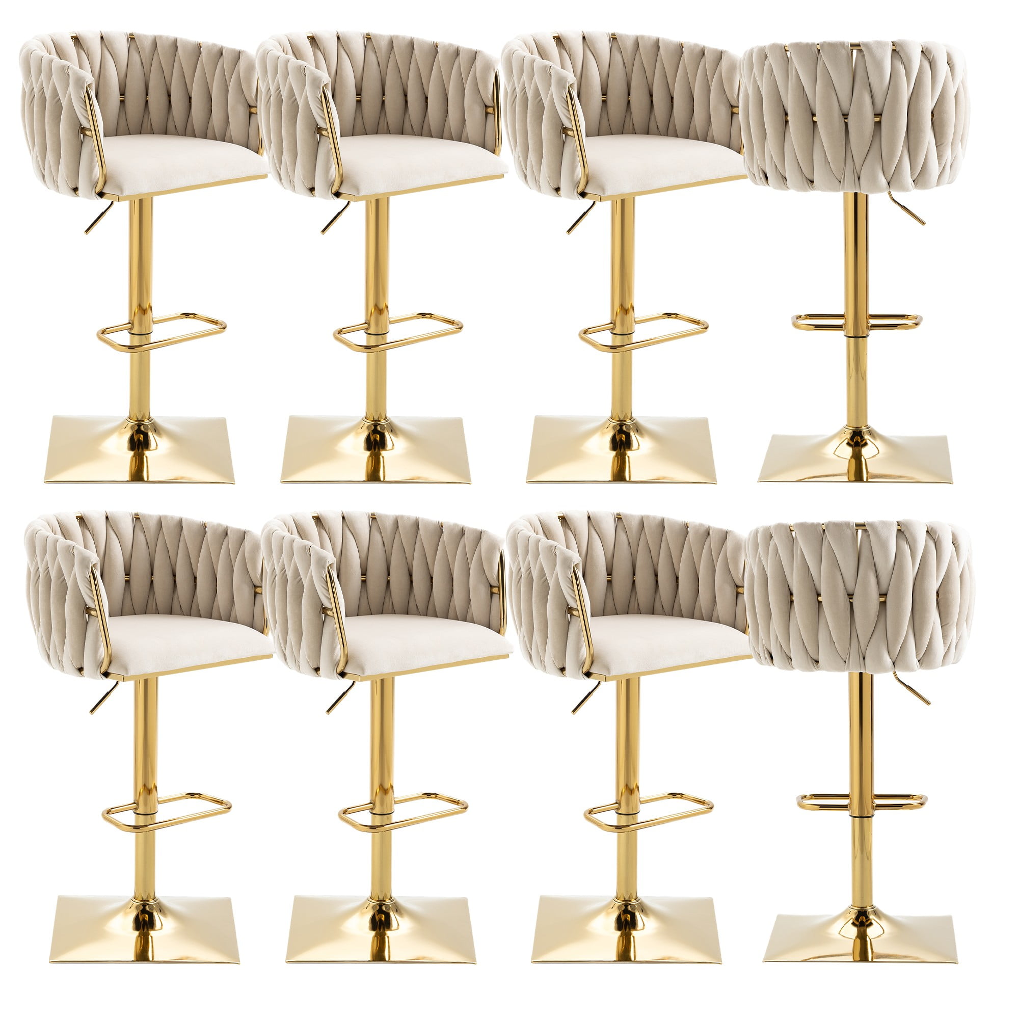 Swivel Bar Stools, Adjustable Height Bar Stools with Back and Golden ...