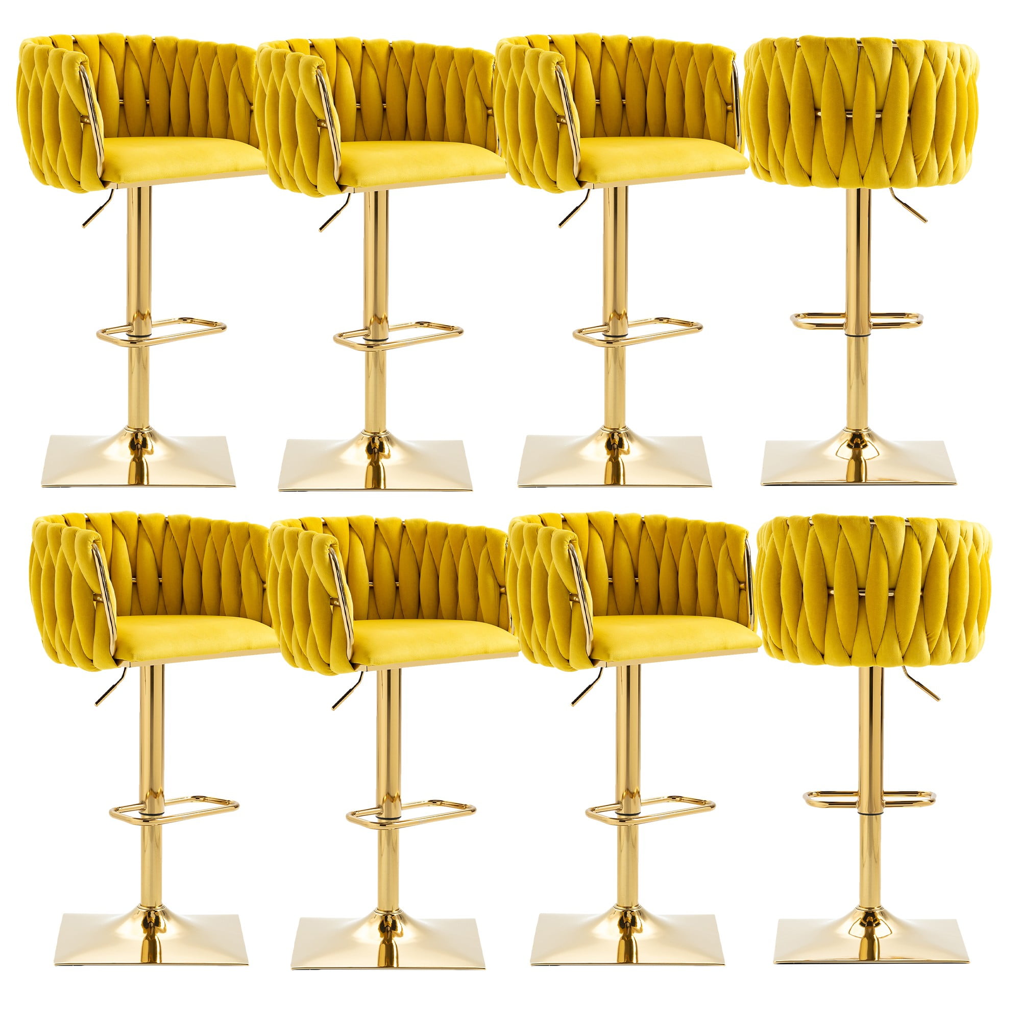 Swivel Bar Stools, Adjustable Height Bar Stools with Back and Golden ...
