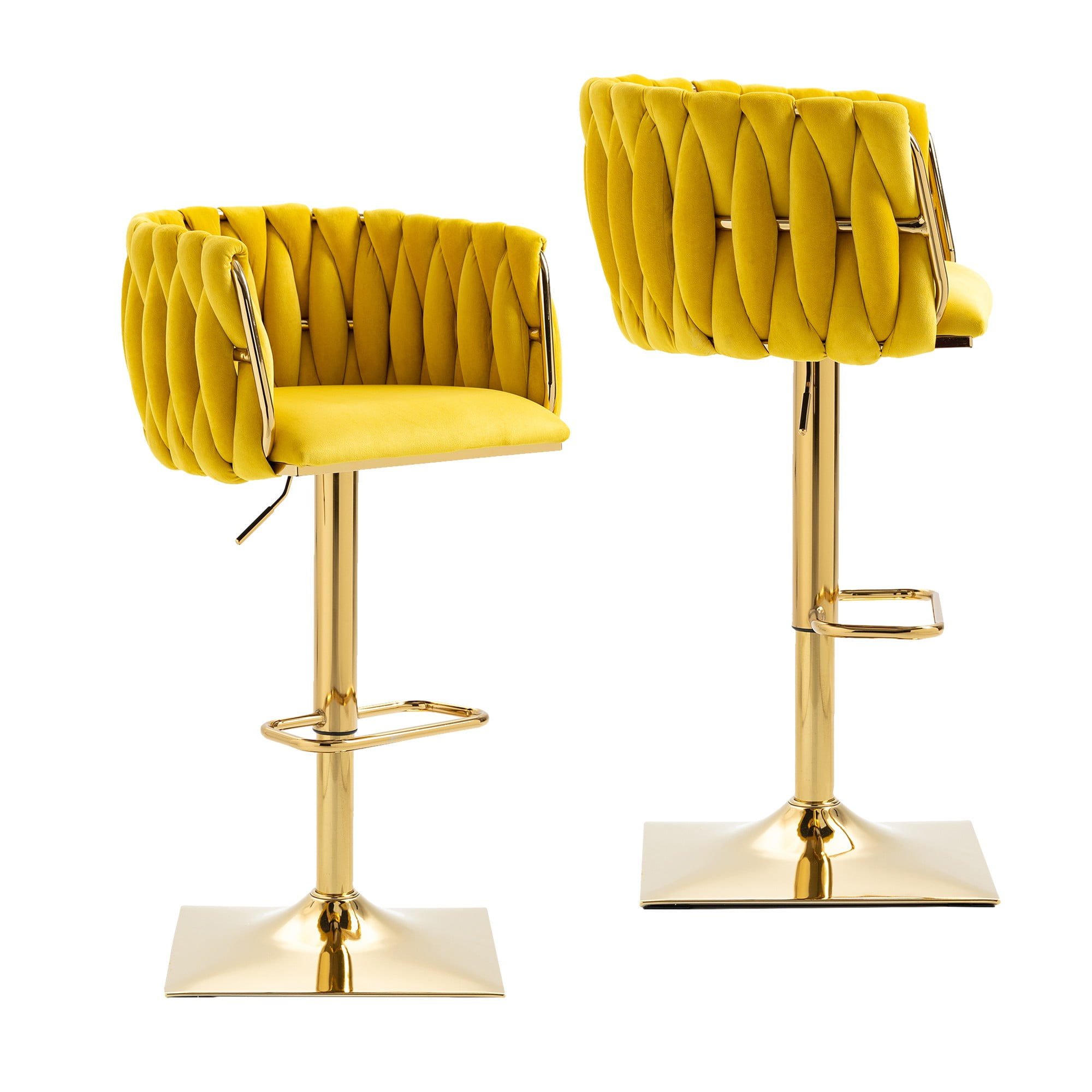 Swivel Bar Stools, Adjustable Height Bar Stools with Back and Golden ...
