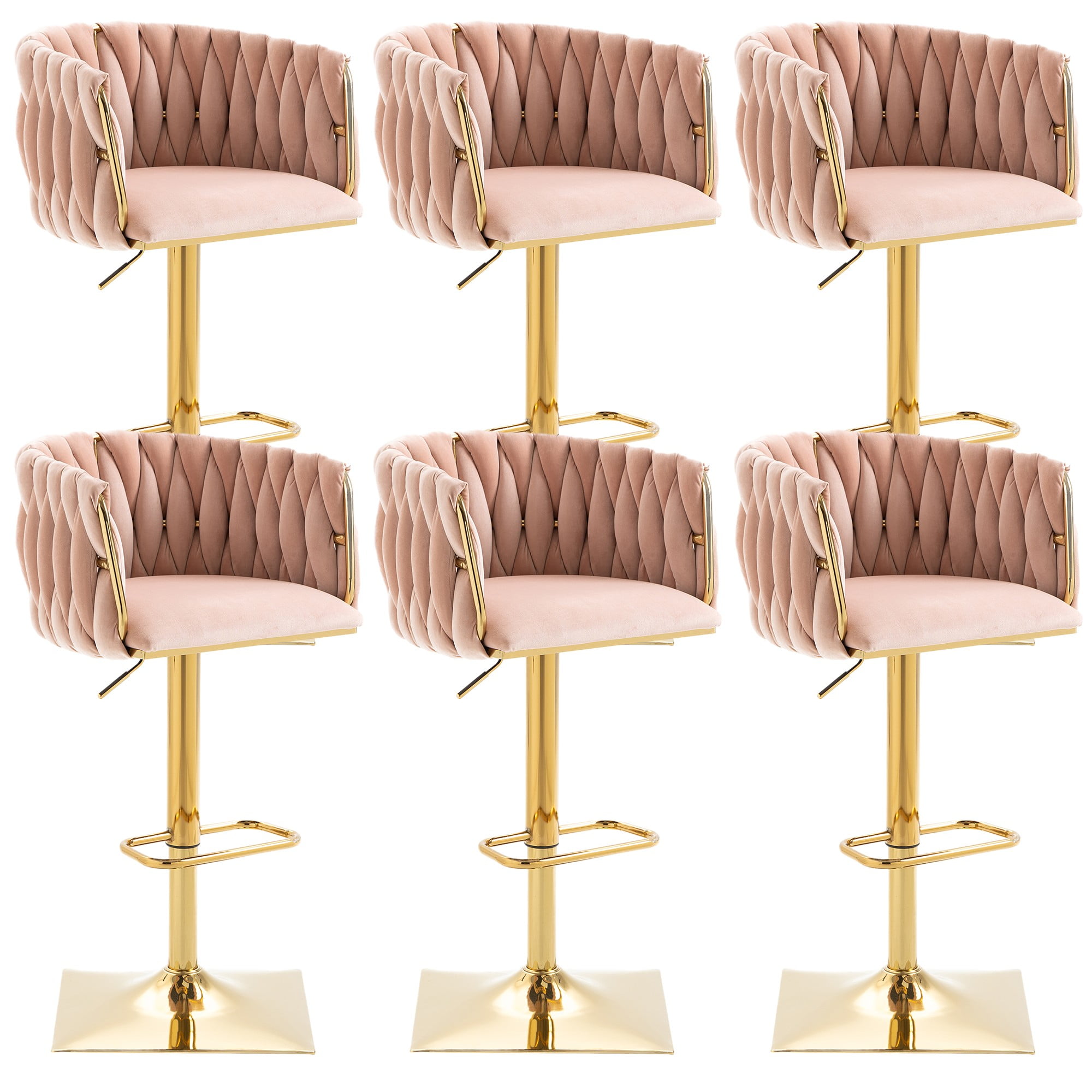 Swivel Bar Stools, Adjustable Height Bar Stools with Back and Golden ...