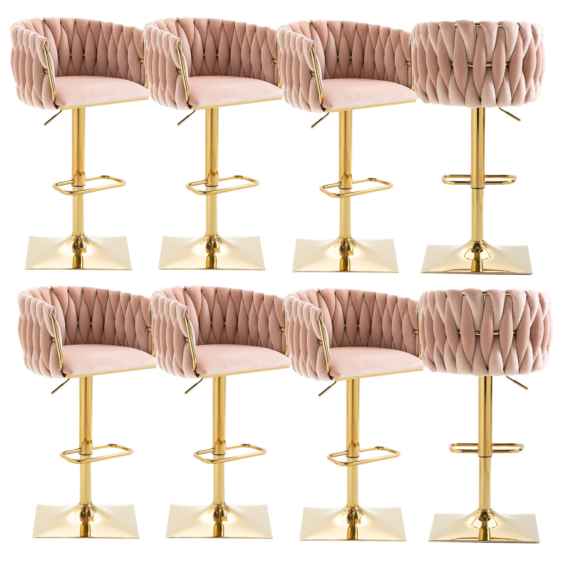 Swivel Bar Stools, Adjustable Height Bar Stools with Back and Golden ...