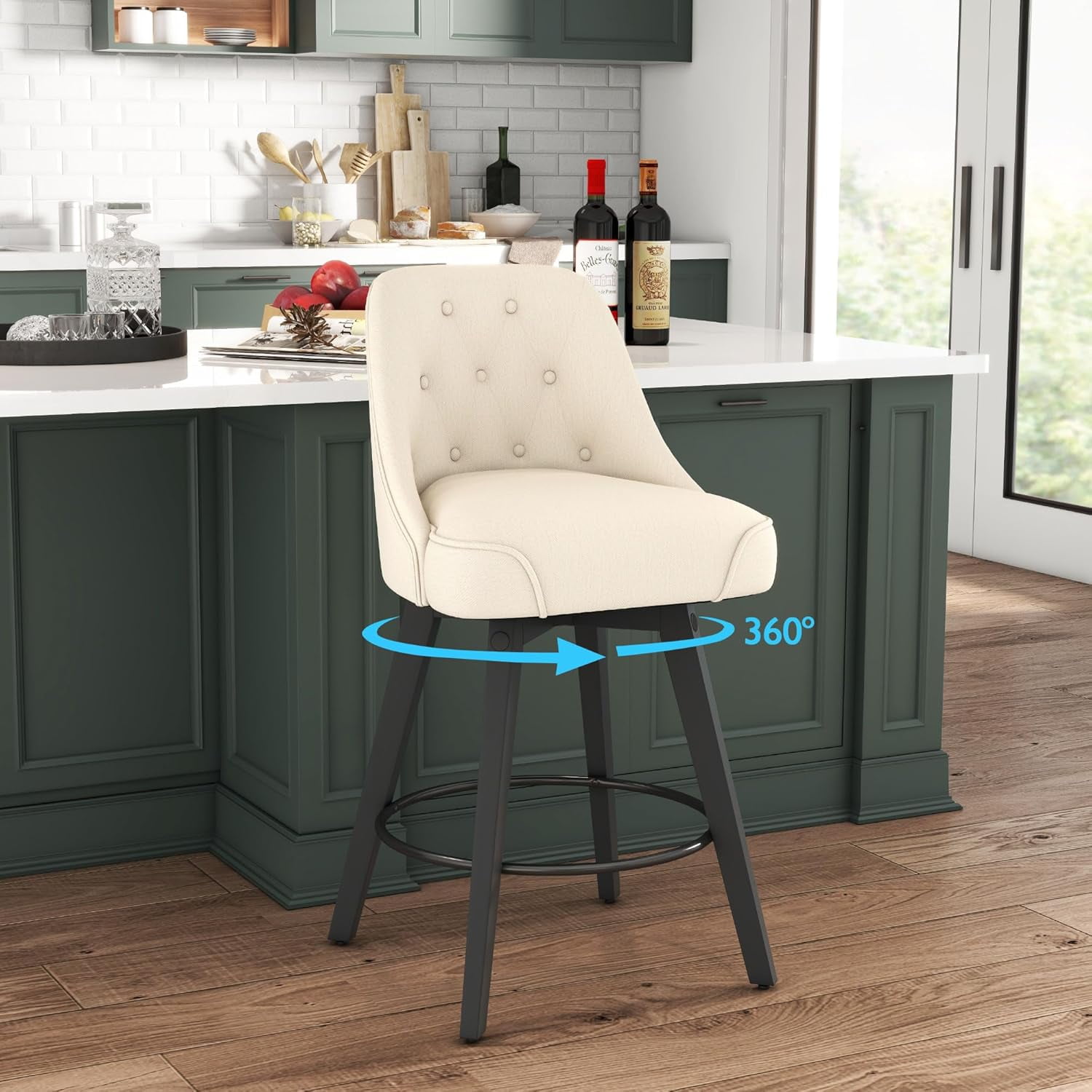 Swivel Bar Stools with Backs, 26"" Counter Height Bar Stools, Fabric ...