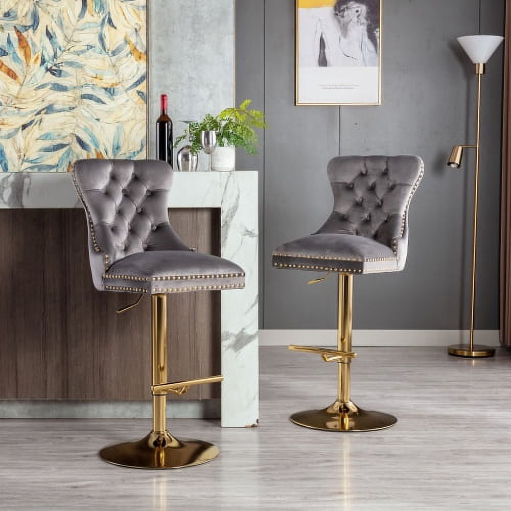 Swivel Bar Stools Chair Set of 2 Modern Adjustable Counter Height Bar ...