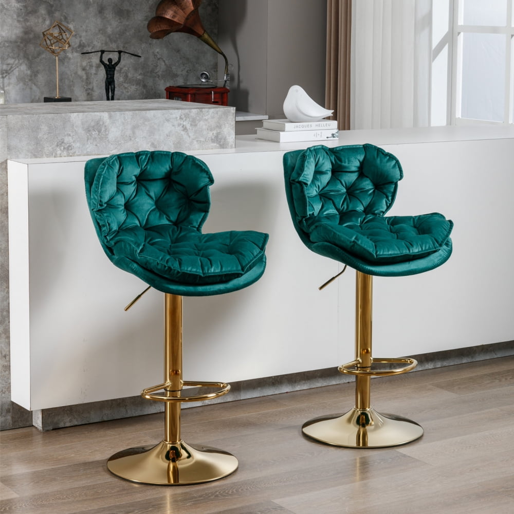Swivel Bar Stools Chairs Set of 2, Modern Adjustable Counter Height Bar ...