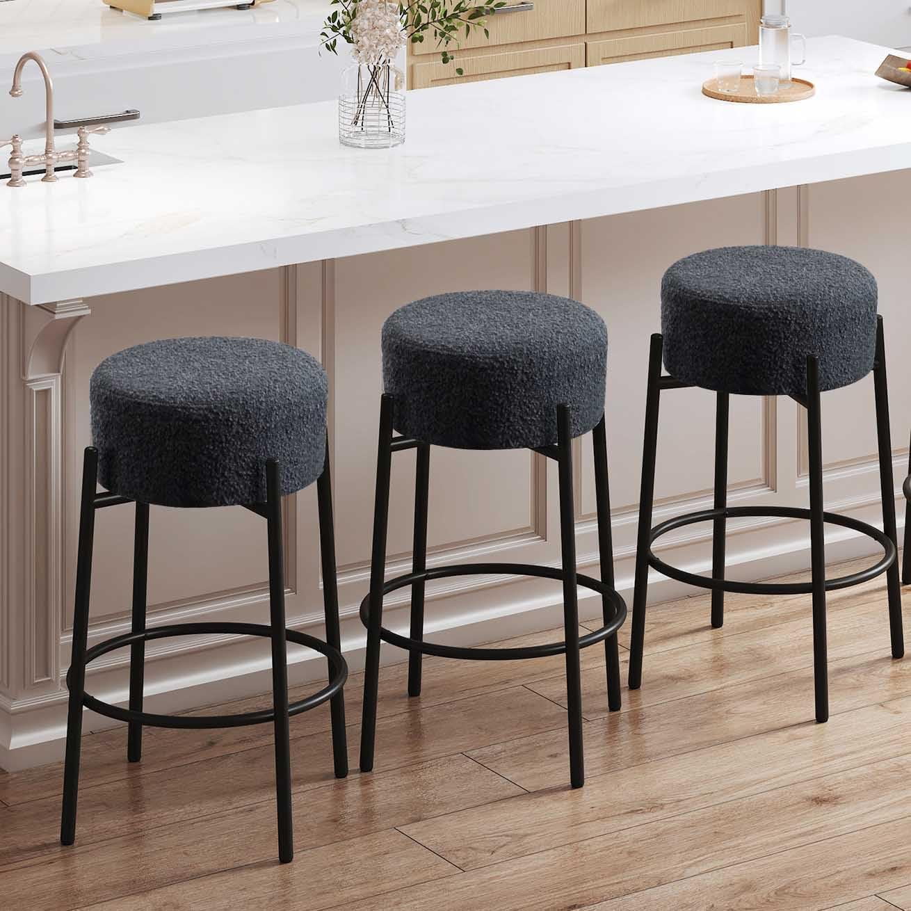Swivel Bar Stools Counter Height Modern Backless Stools for Kitchen ...