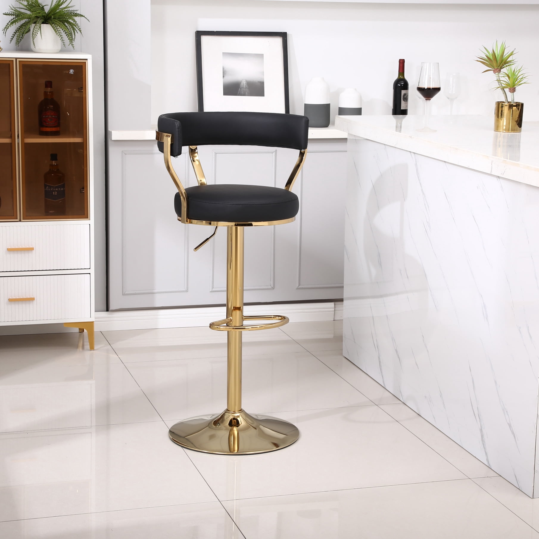 Swivel Bar Stools, Counter Height Bar Stools in PU Leather with Back ...
