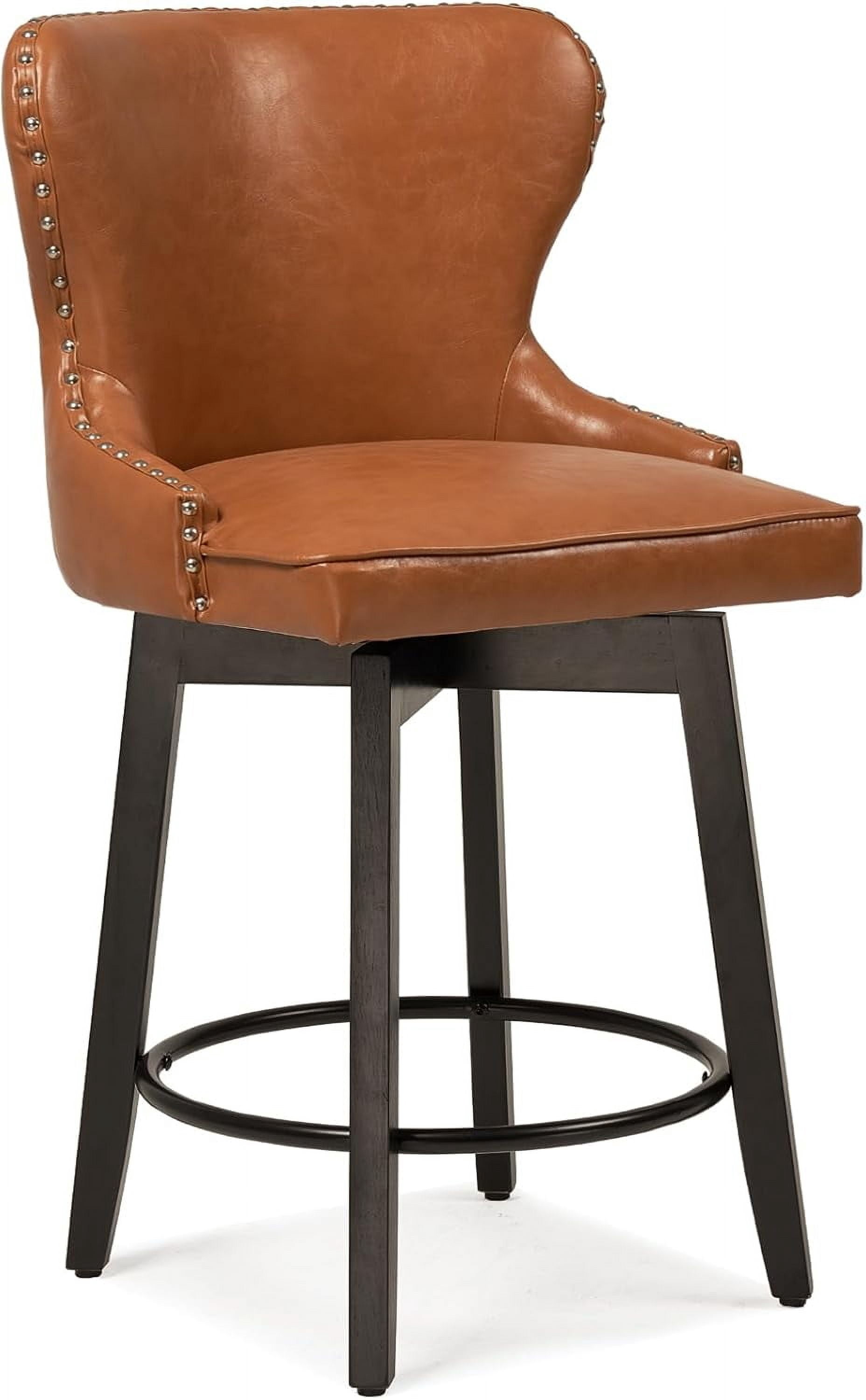 Swivel Bar Stools Counter Height with Rivet Trim Wing Backs & Wood ...