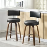 WOOW DEPOT PU Swivel Bar Stools Set of 2, 26" Seat Height Modern ...