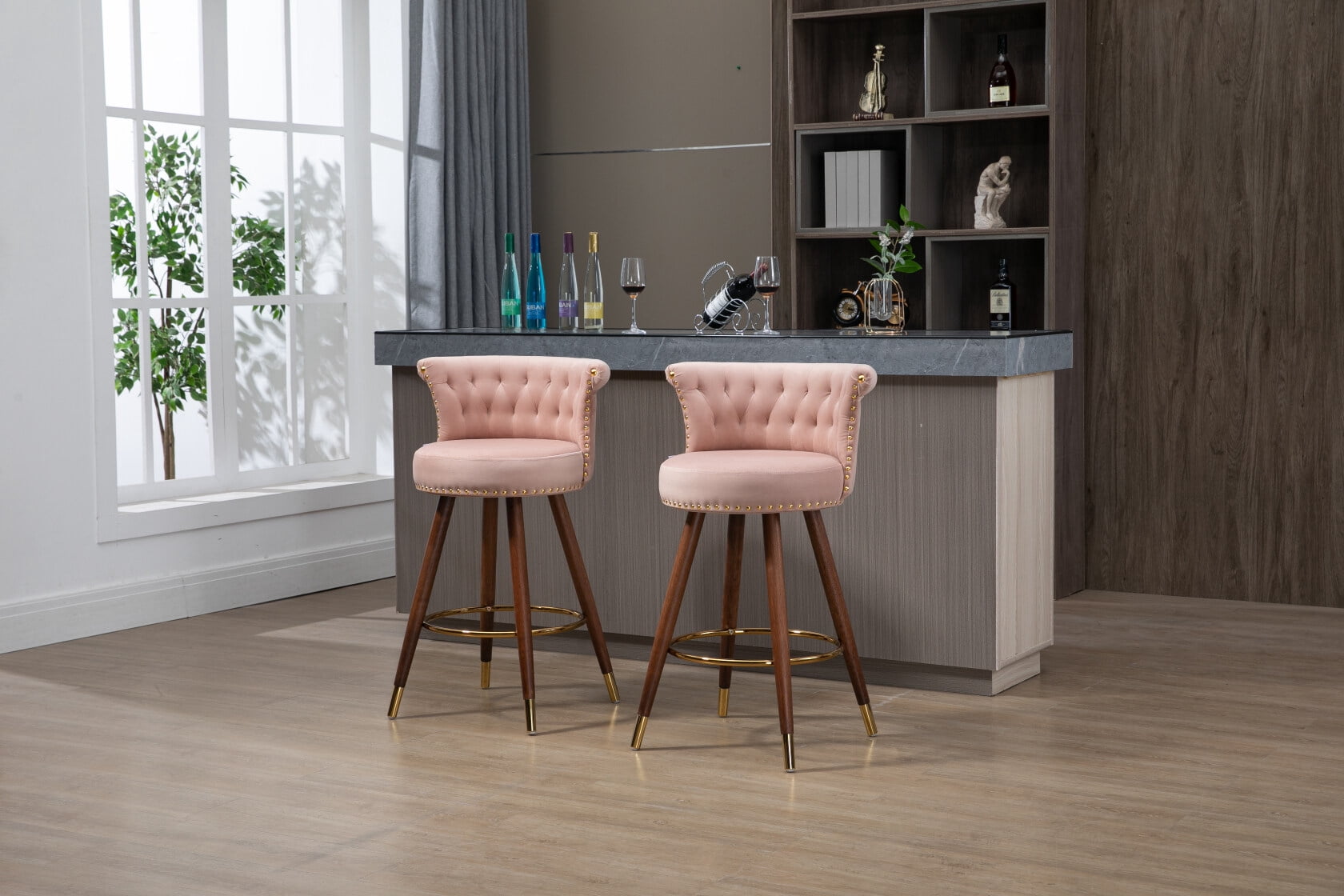 Swivel Bar Stools Set of 2, 36.02" Modern Counter Height Bar Stools ...
