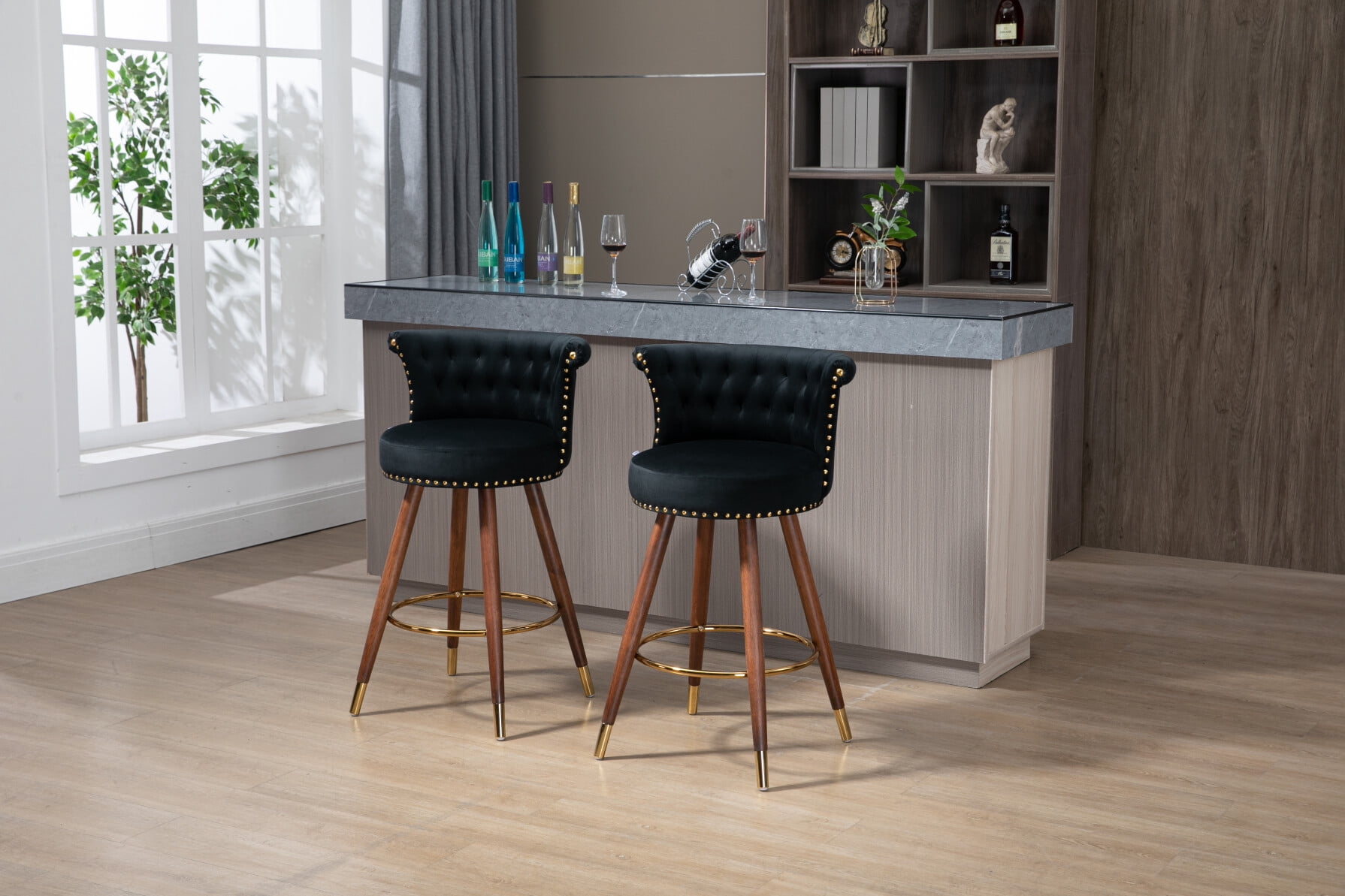 Swivel Bar Stools Set of 2, 36.02" Modern Counter Height Bar Stools ...