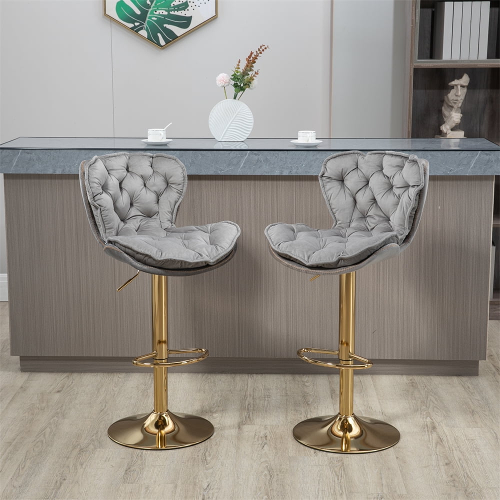 Swivel Bar Stools Set of 2, 360° Swivel Adjustable Counter Height Bar ...