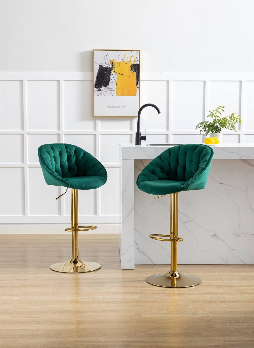 Swivel Bar Stools Set of 2, Accent Dining Chairs, Adjustable Counter ...