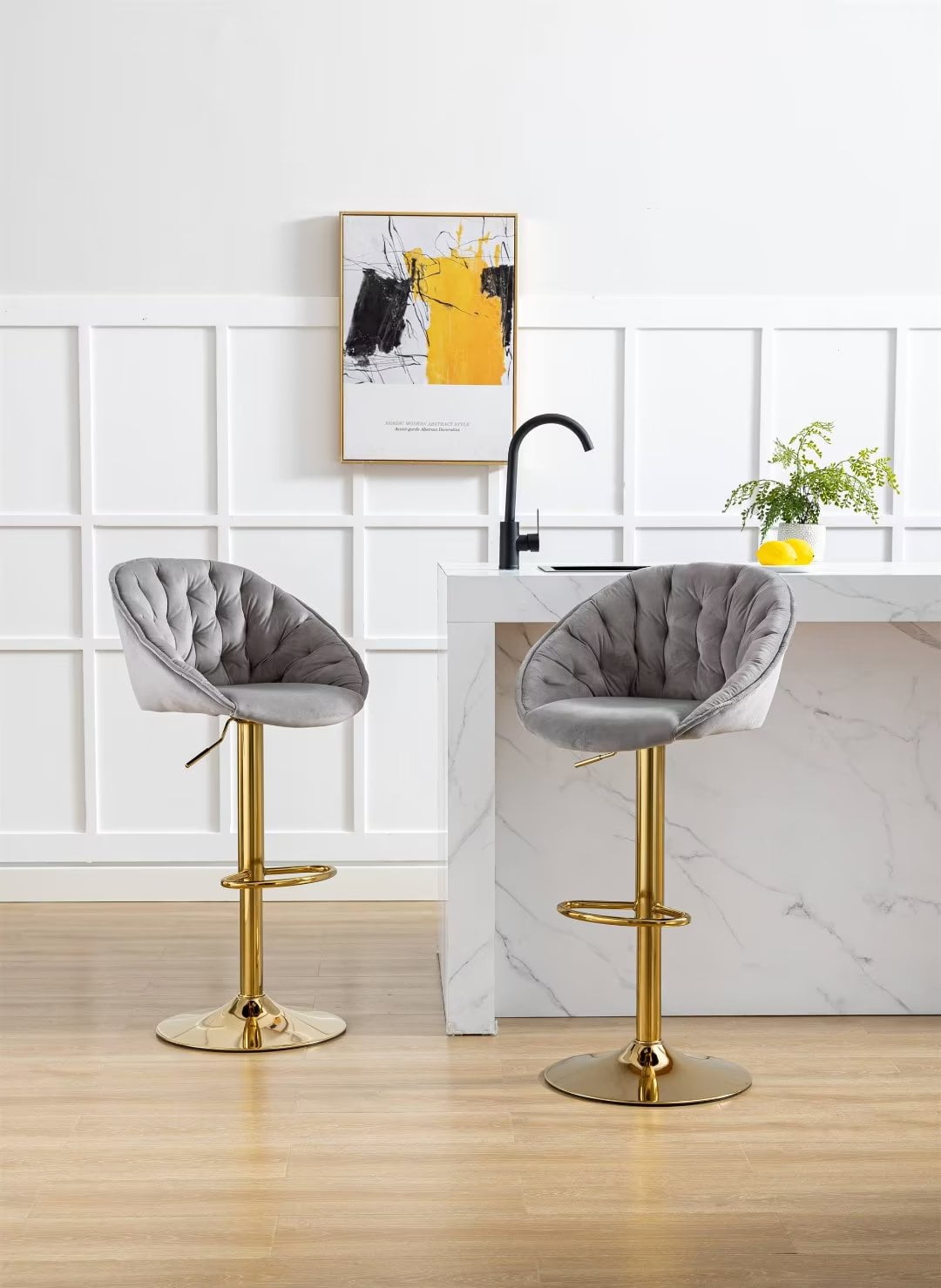 Swivel Bar Stools Set of 2, Accent Dining Chairs, Adjustable Counter ...