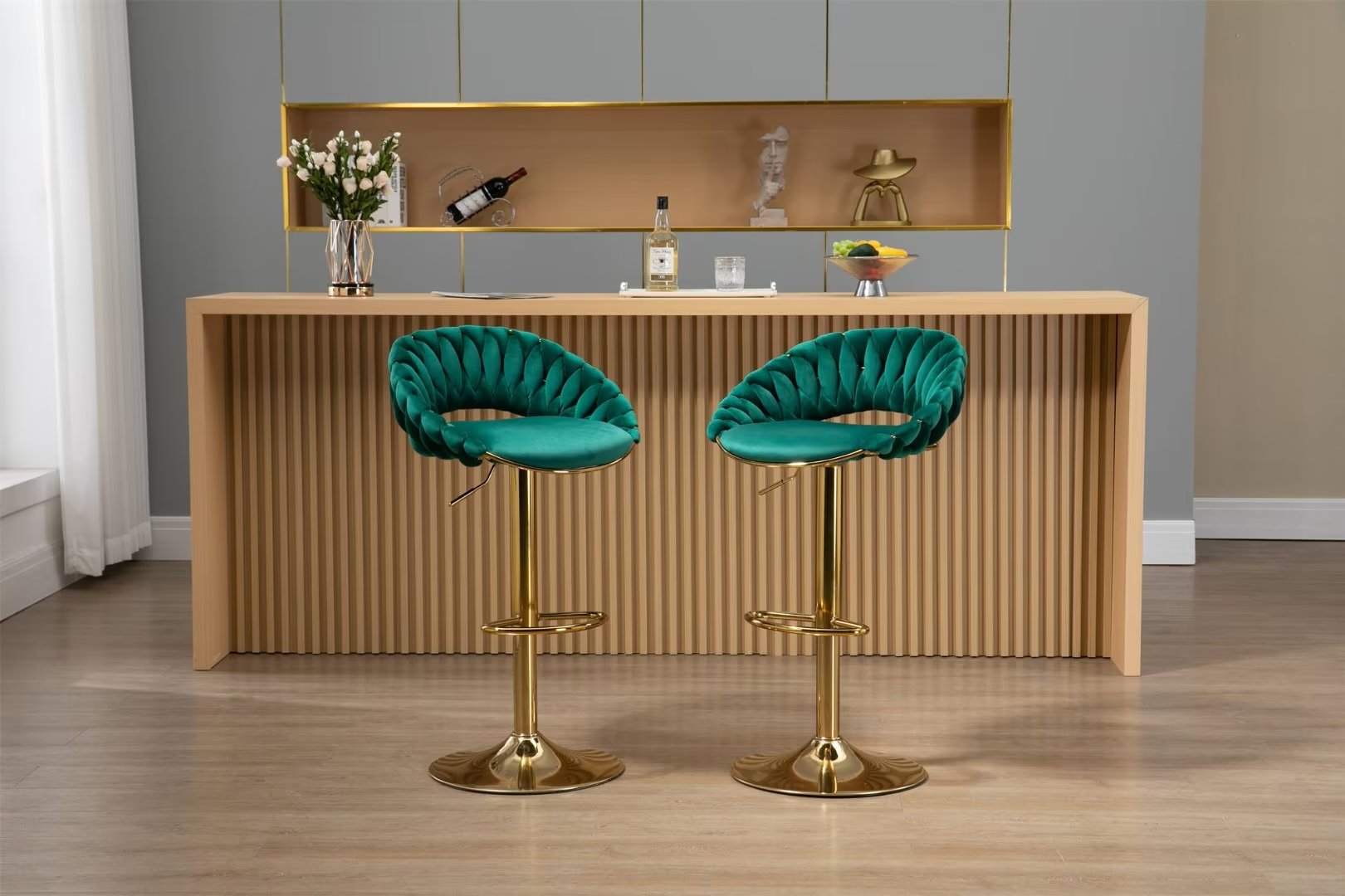 Swivel Bar Stools Set of 2, Accent Dining Chairs, Adjustable Counter ...