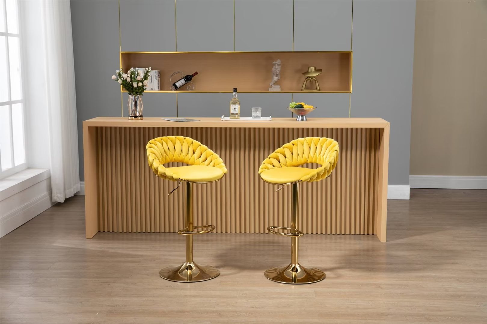 Swivel Bar Stools Set of 2, Accent Dining Chairs, Adjustable Counter ...