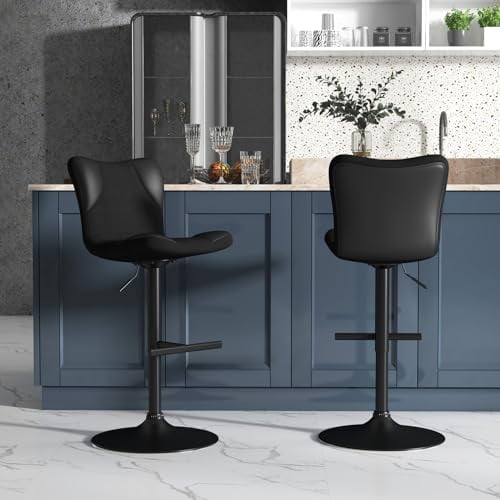 Swivel Bar Stools Set of 2, Adjustable Counter Height Bar Stools with ...