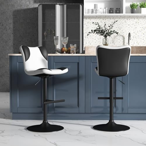 Swivel Bar Stools Set of 2, Adjustable Counter Height Bar Stools with ...