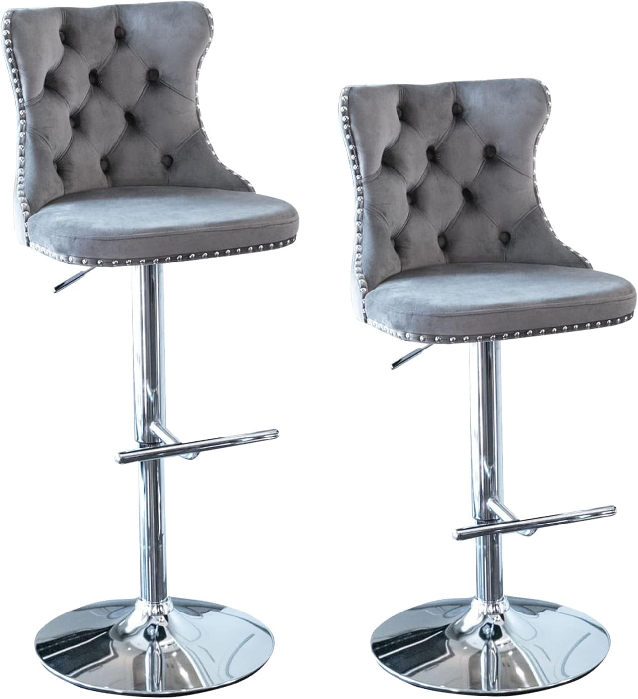 Swivel Bar Stools Set of 2, Adjustable Counter Height Bar Stools ...