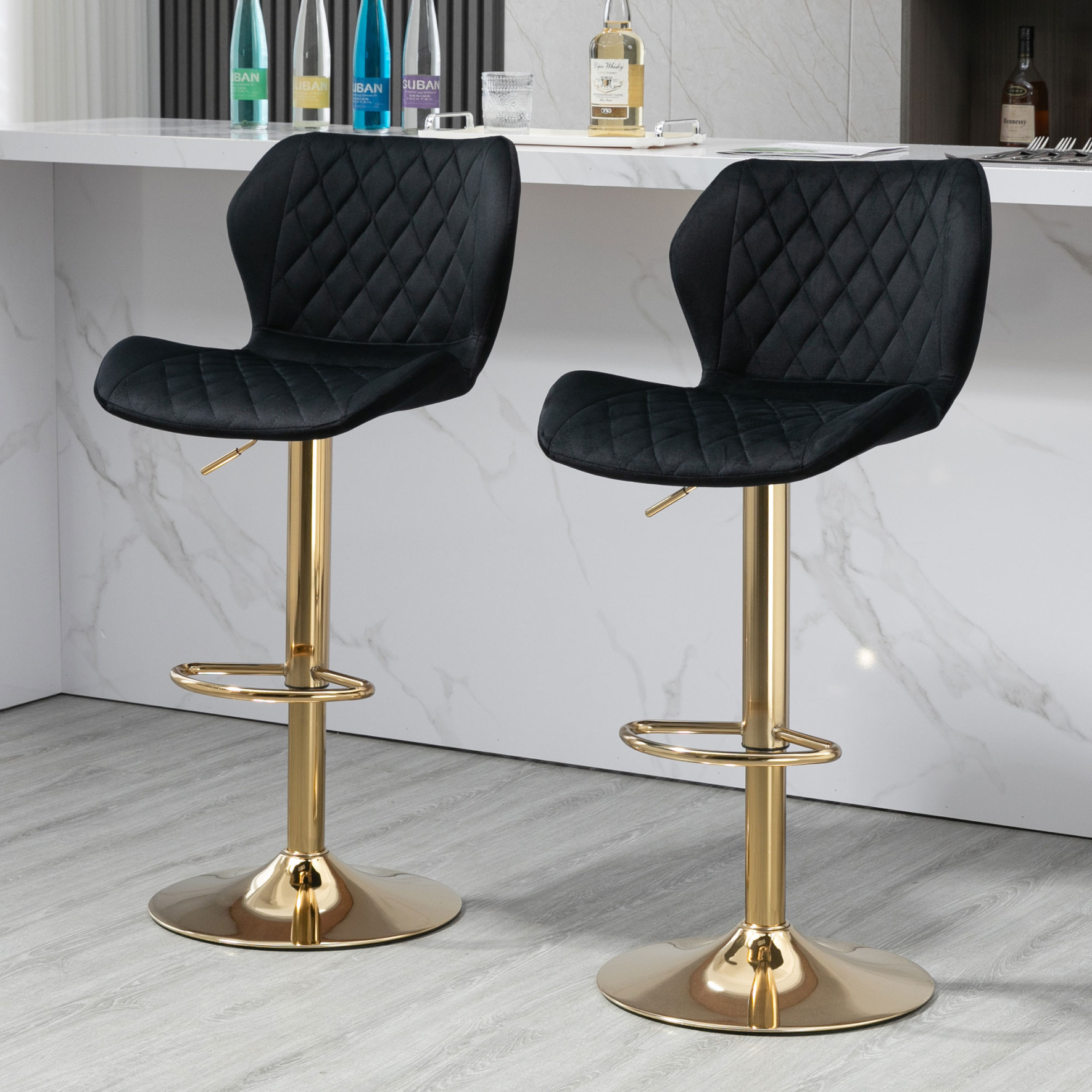 Swivel Bar Stools Set of 2, Adjustable Counter Height Barsbtools with ...