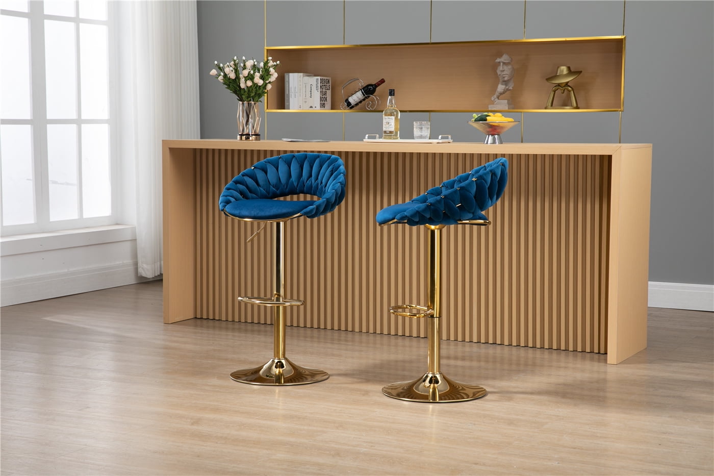 Swivel Bar Stools Set of 2, Adjustable Counter Height Barstools with ...