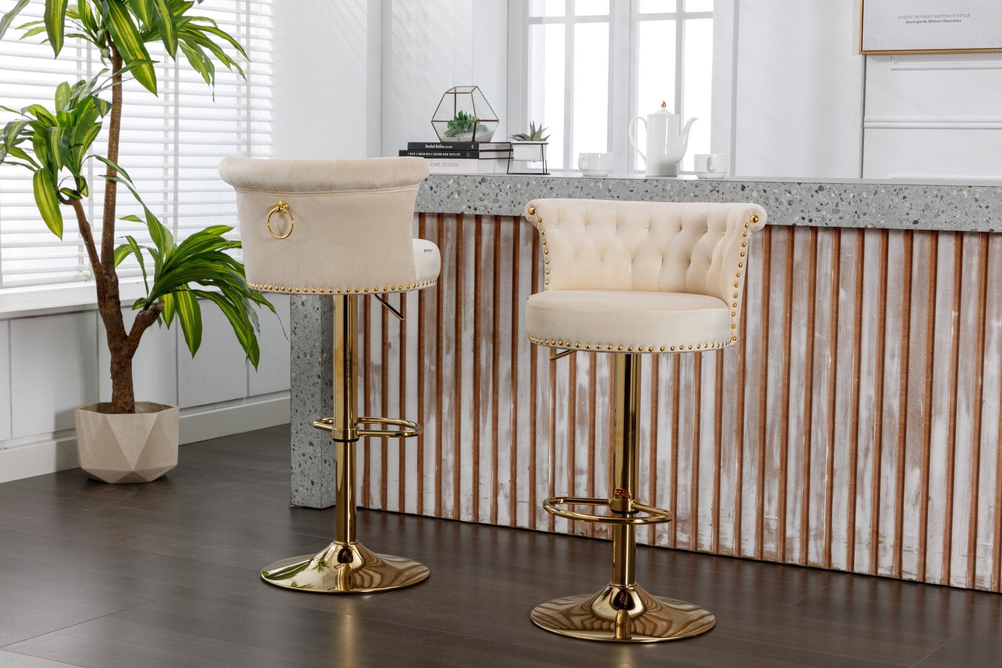 Swivel Bar Stools Set of 2 with Adjustable Counter Height, Modern ...