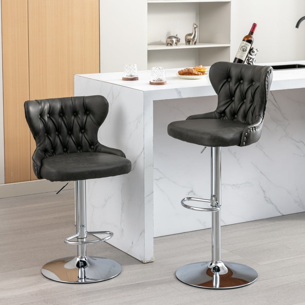 Swivel Bar Stools Set of 2, Counter Height Bar Stools with Back and ...
