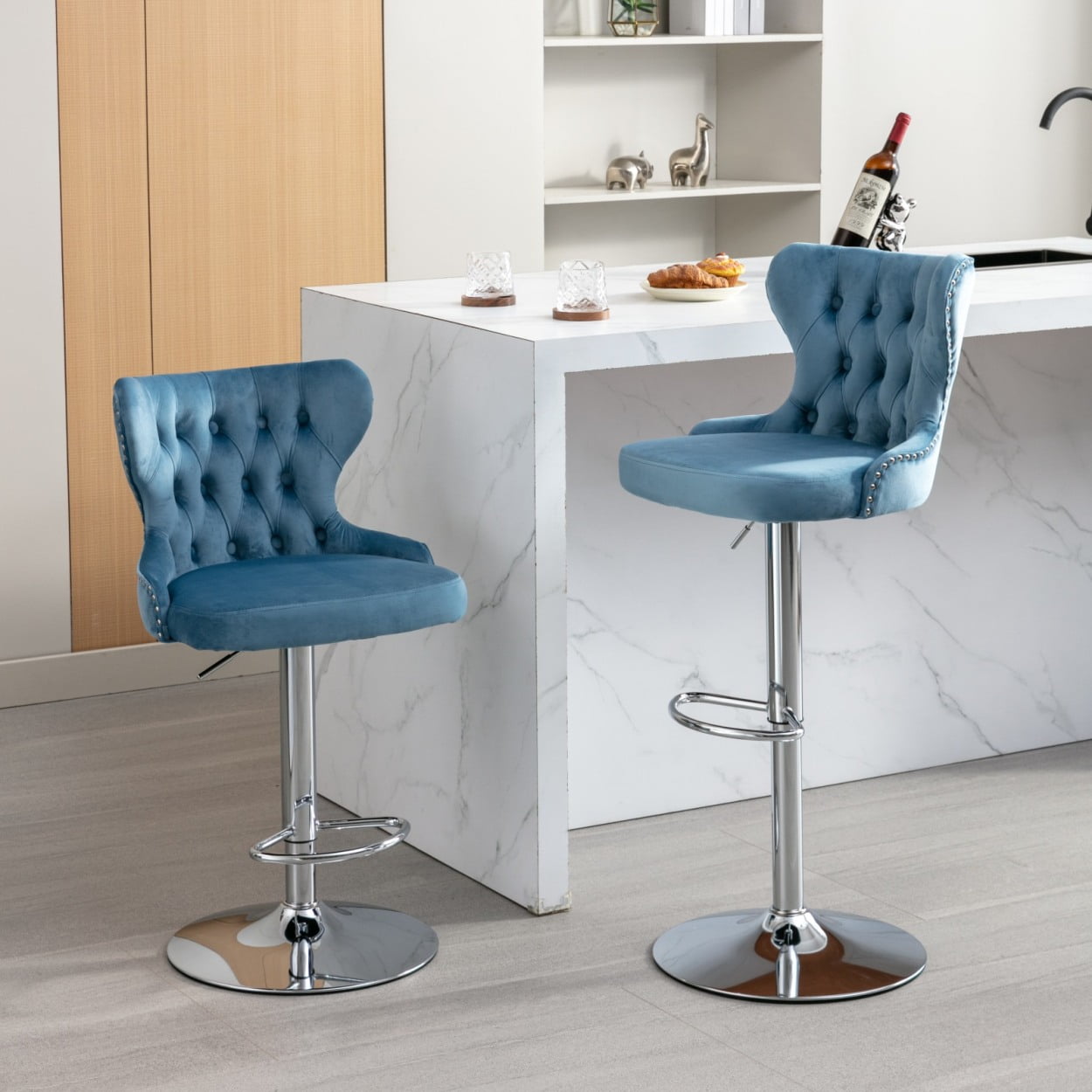 Swivel Bar Stools Set of 2, Counter Height Bar Stools with Back and ...