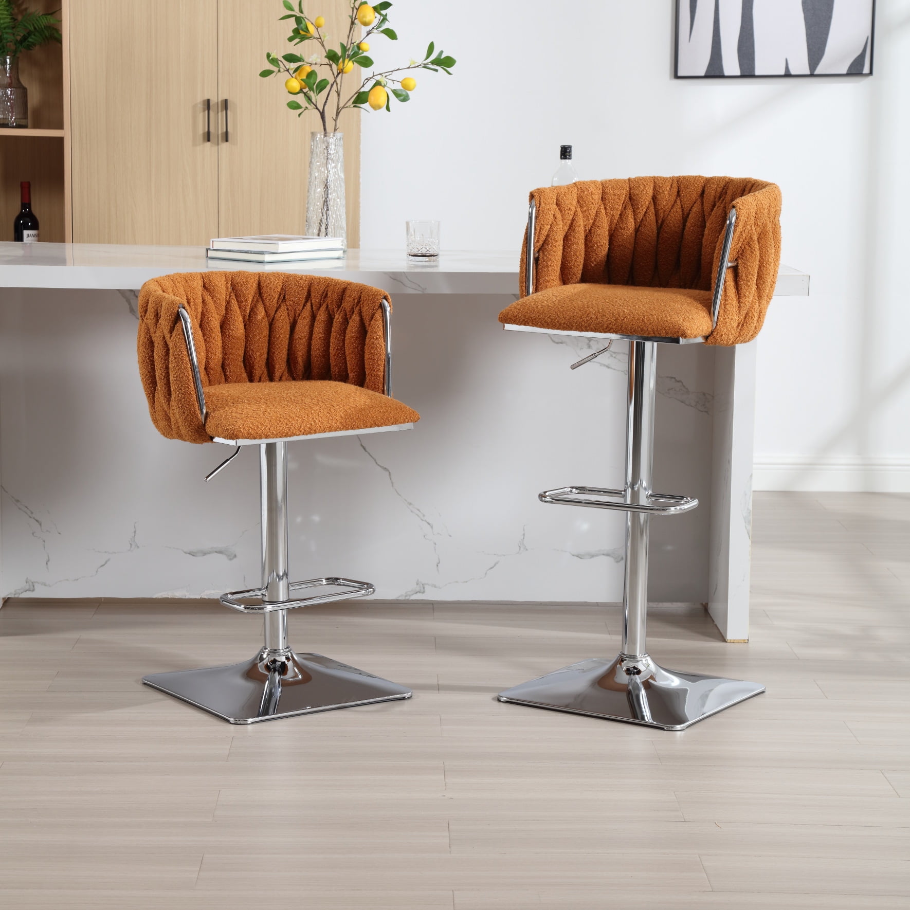 Swivel Bar Stools Set of 2, Counter Height Bar Stools with Back and ...