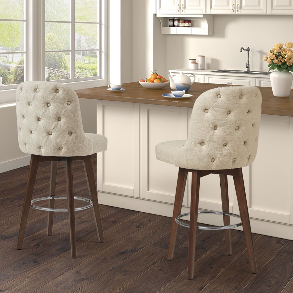 Swivel Bar Stools Set of 2, Counter Height Barstools with Back and ...