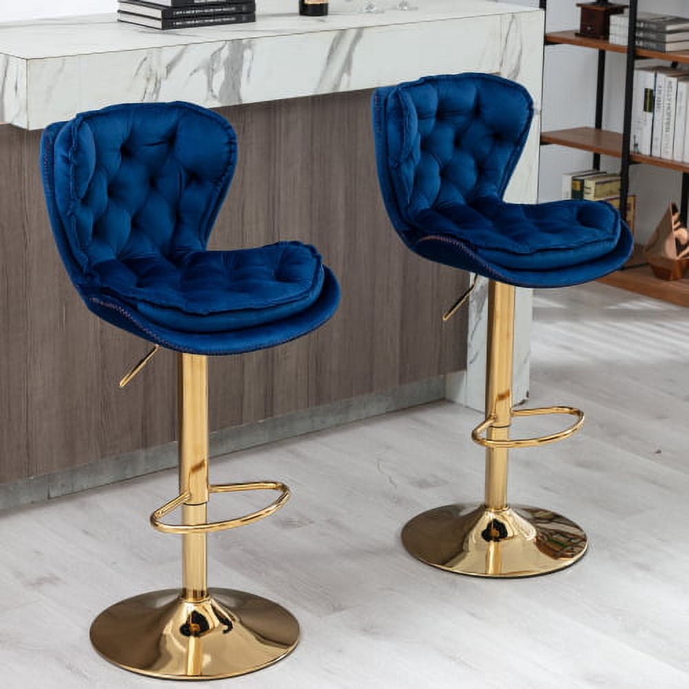 Swivel Bar Stools Set of 2,Height Adjustable Velvet Dining Chairs with ...