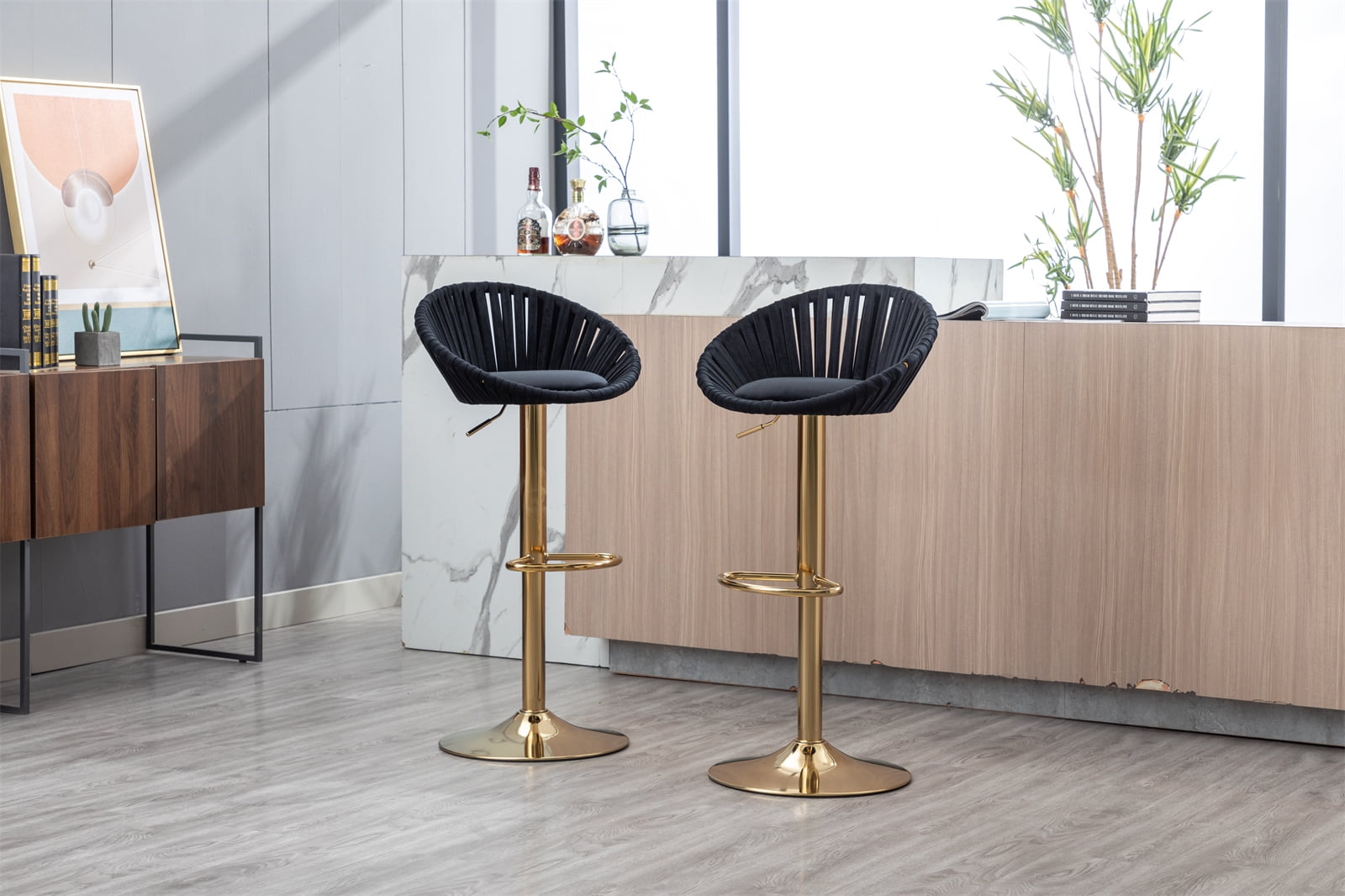 Swivel Bar Stools Set of 2, Modern Counter Height Bar Stools with Low ...