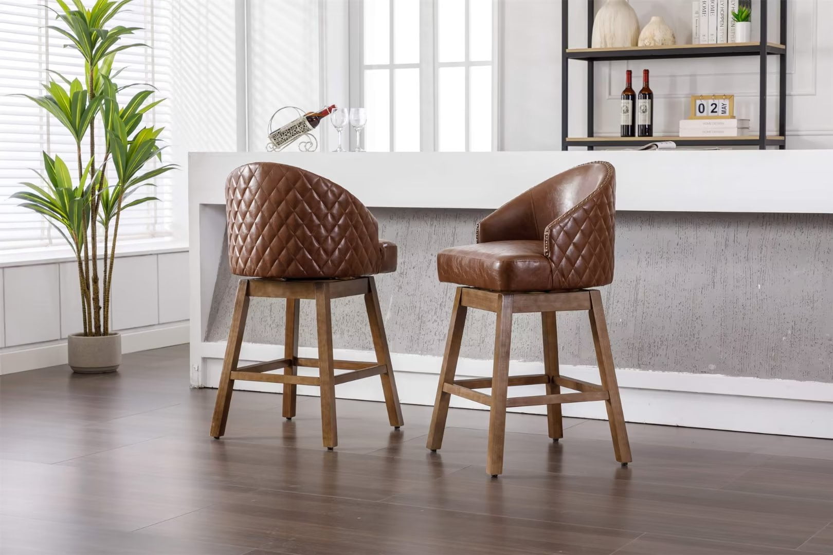 Swivel Bar Stools Set of 2, Modern Counter Height Tufted Stools, 360 ...