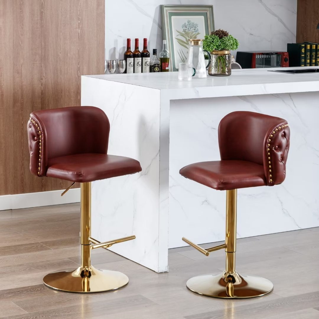 Swivel Bar Stools Set of 2,Modern Upholstered Bar Stools with the ...